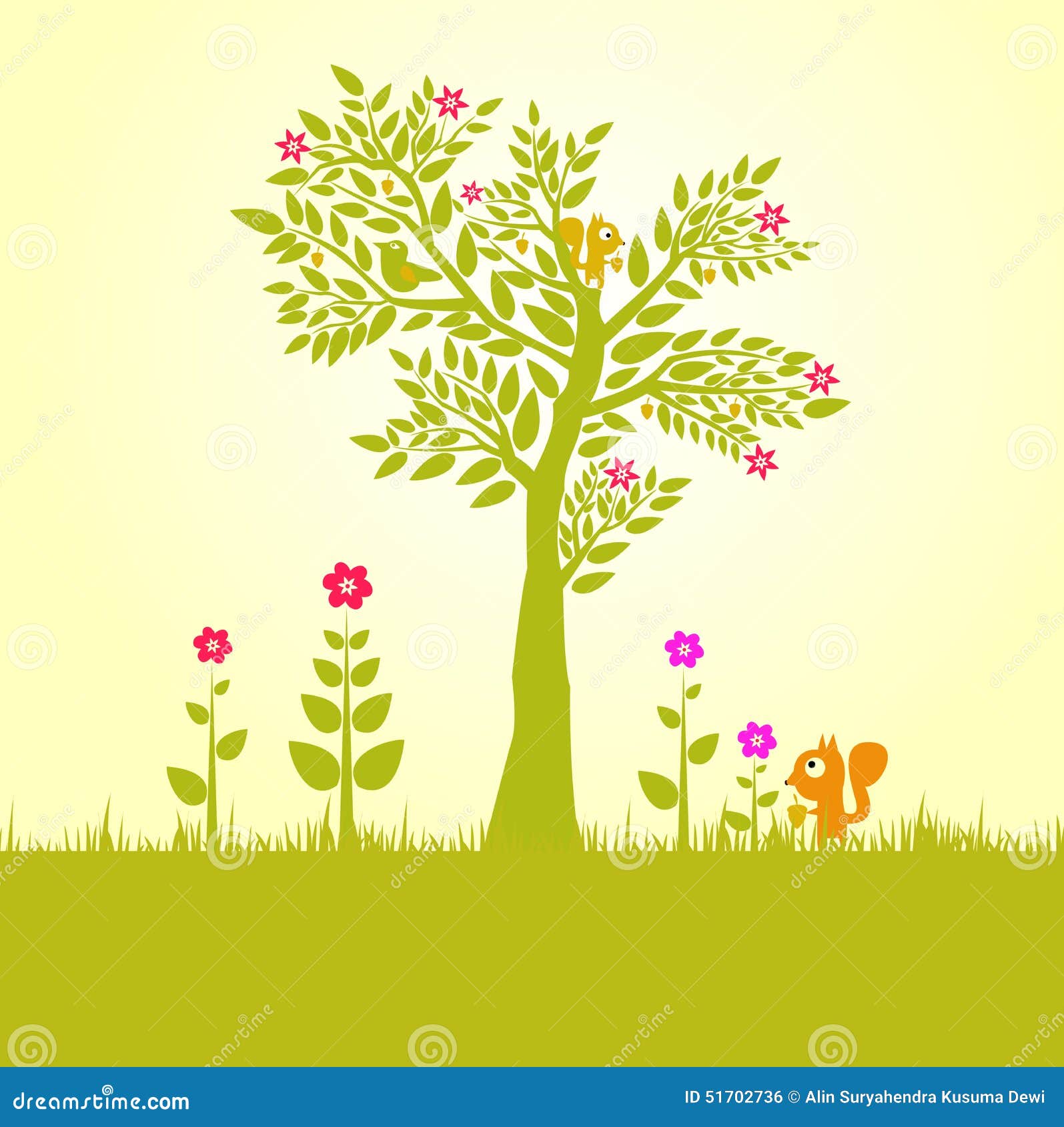 Tree and rabbit stock vector. Illustration of abstract - 51702736