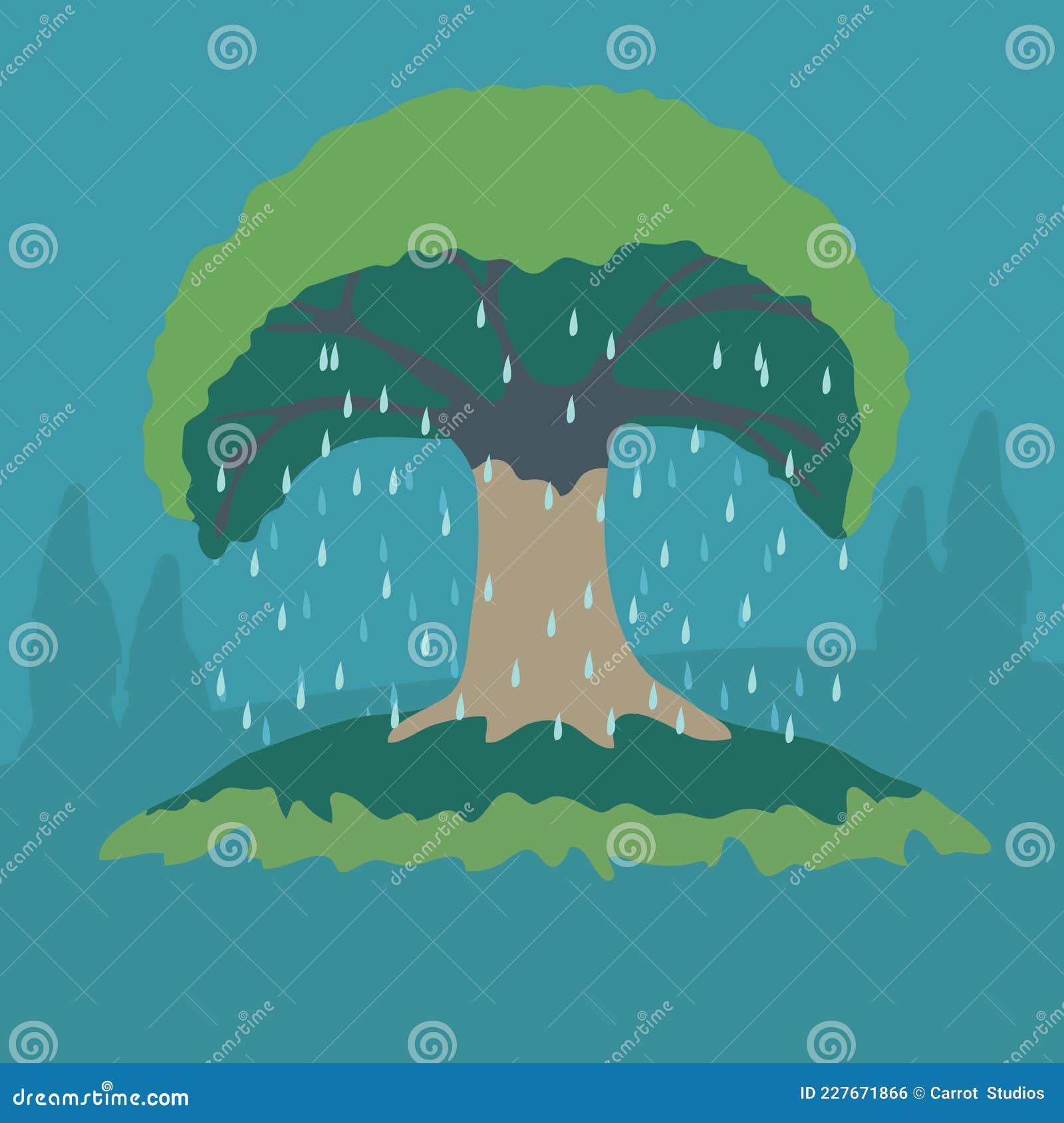 A tree after the rain stock vector. Illustration of summer - 227671866