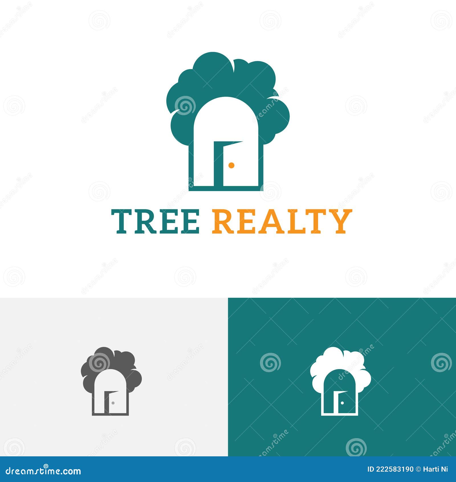 Tree Realty Open Door House Real Estate Logo Stock Vector ...