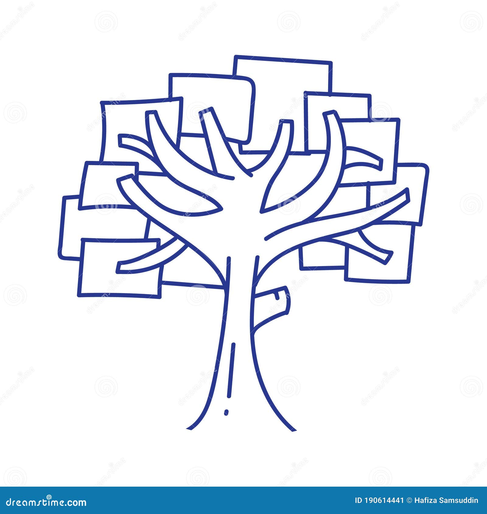 Tree with Rectangular Leaves. Vector Illustration Decorative Design ...