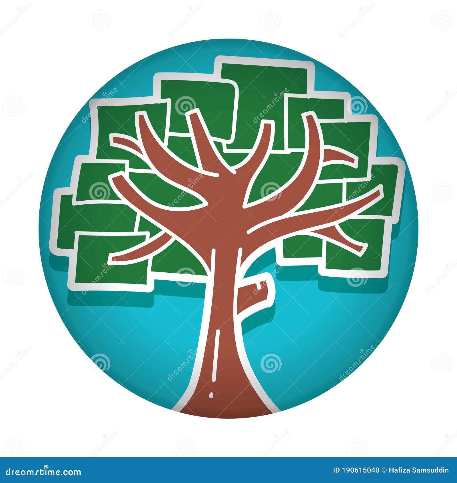 Tree with Rectangular Leaves. Vector Illustration Decorative Design ...