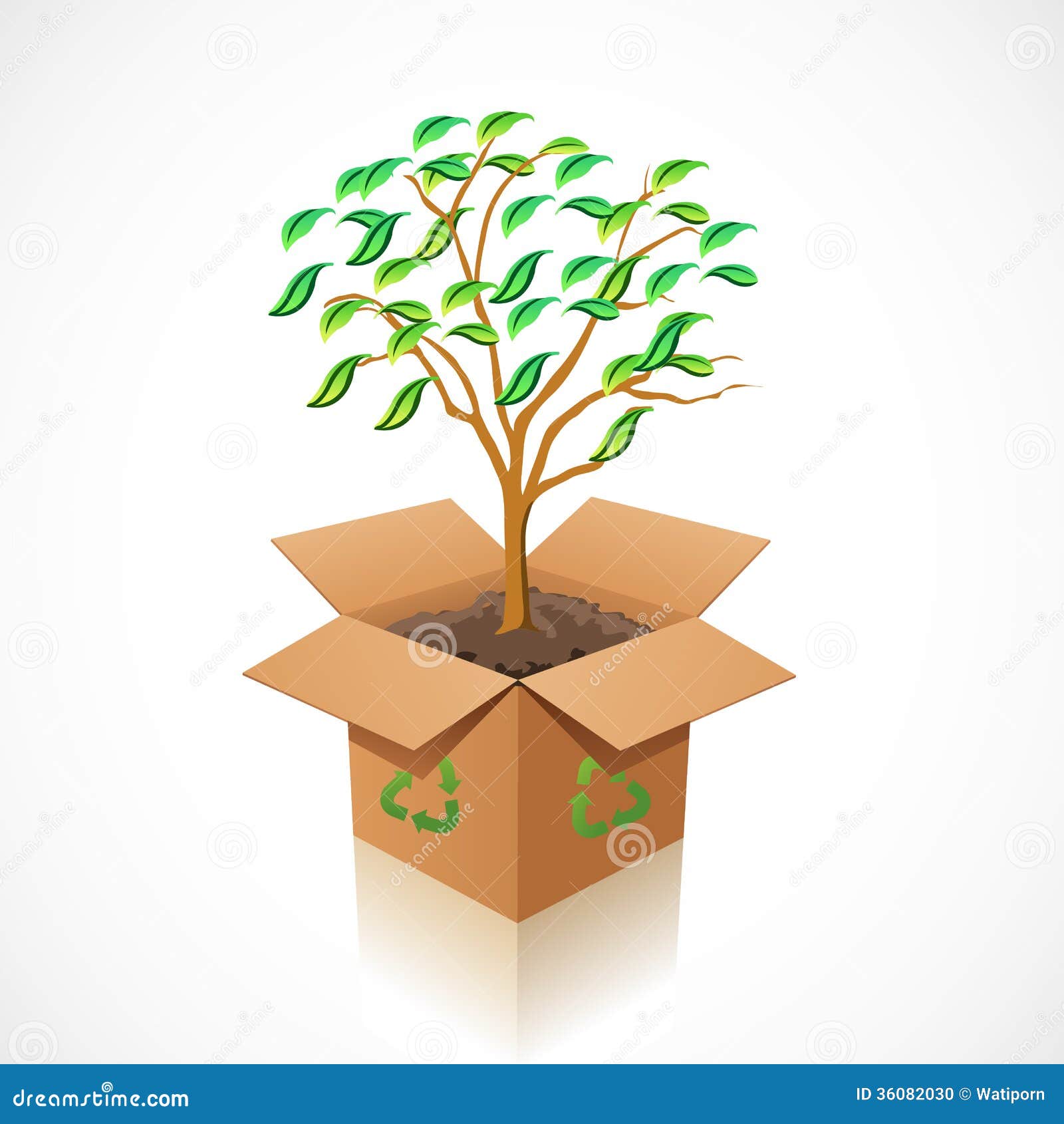 Tree on the recycle box stock illustration. Illustration of isolation ...