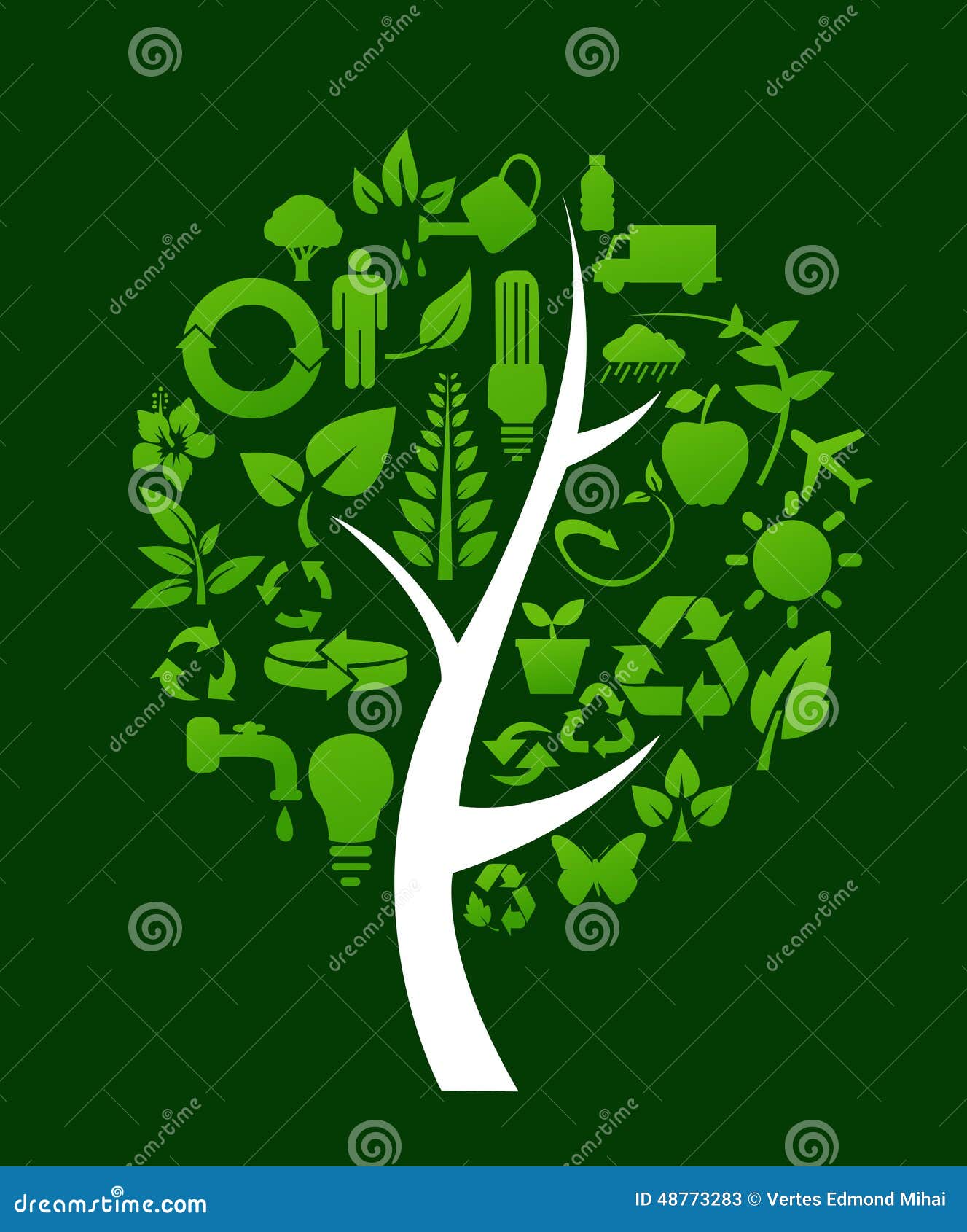 Tree with recycle symbols stock vector. Illustration of background ...