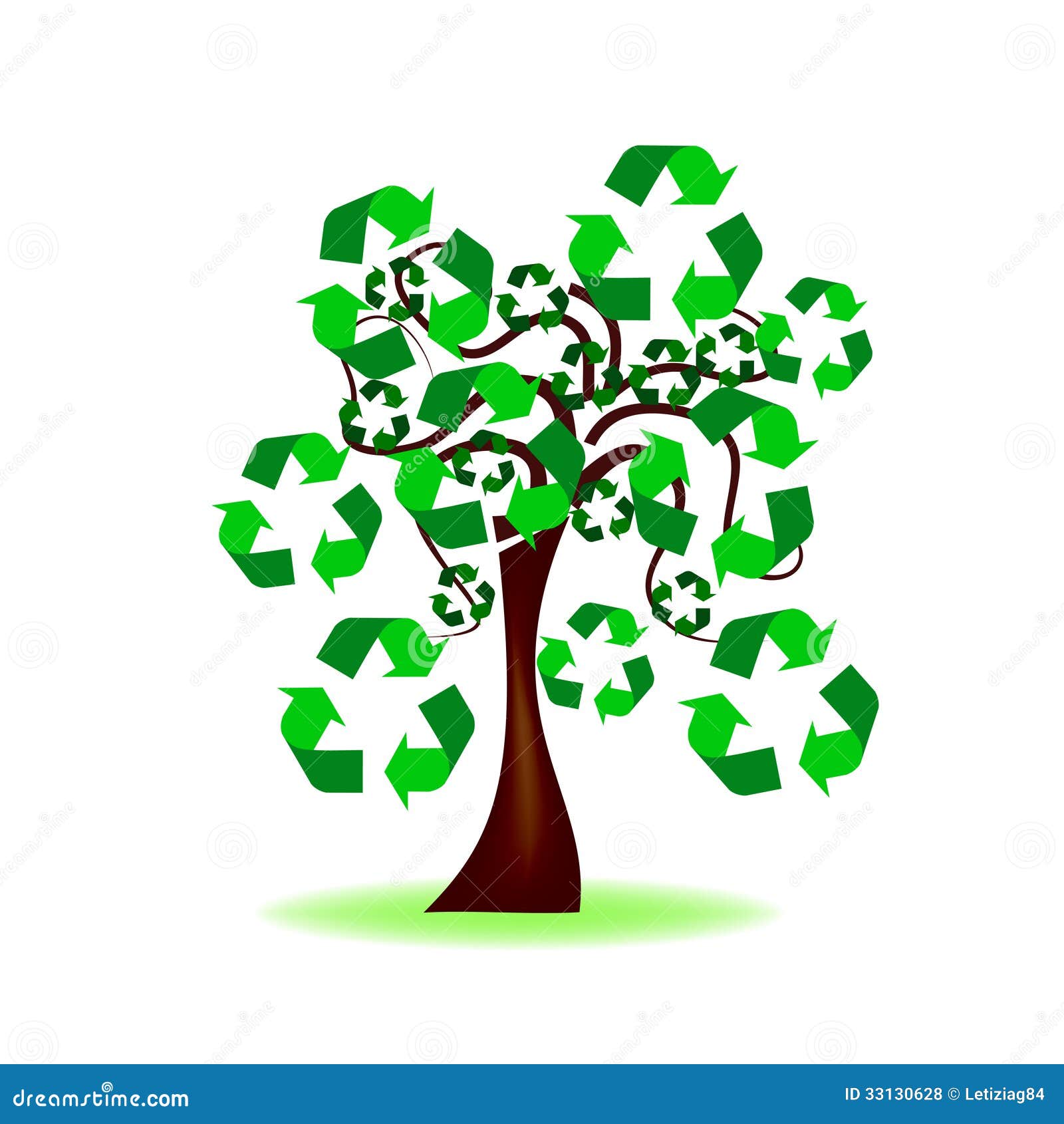 Tree with recycling icon stock vector. Illustration of life - 33130628