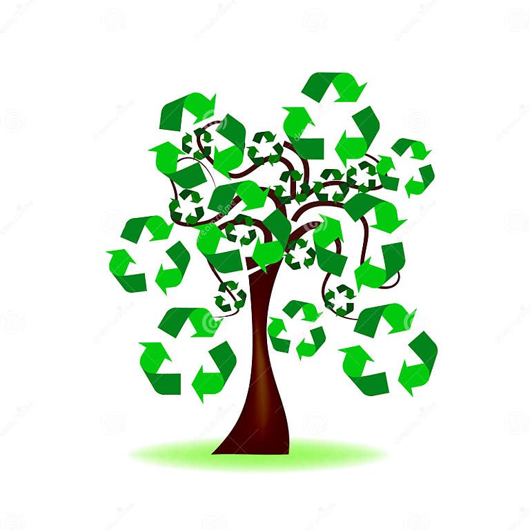Tree with recycling icon stock vector. Illustration of life - 33130628