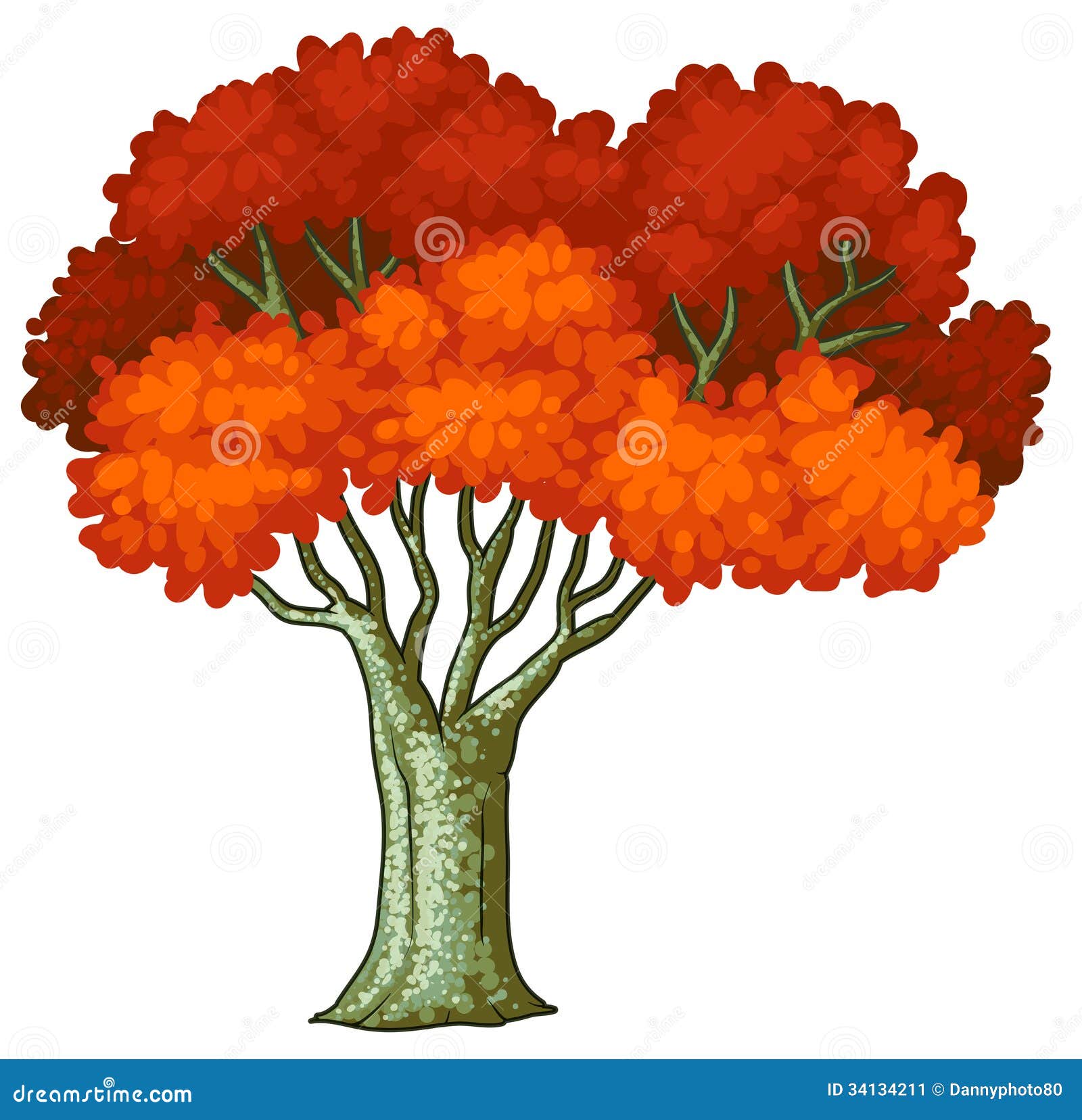 A tree with red leaves stock vector. Illustration of brown - 34134211