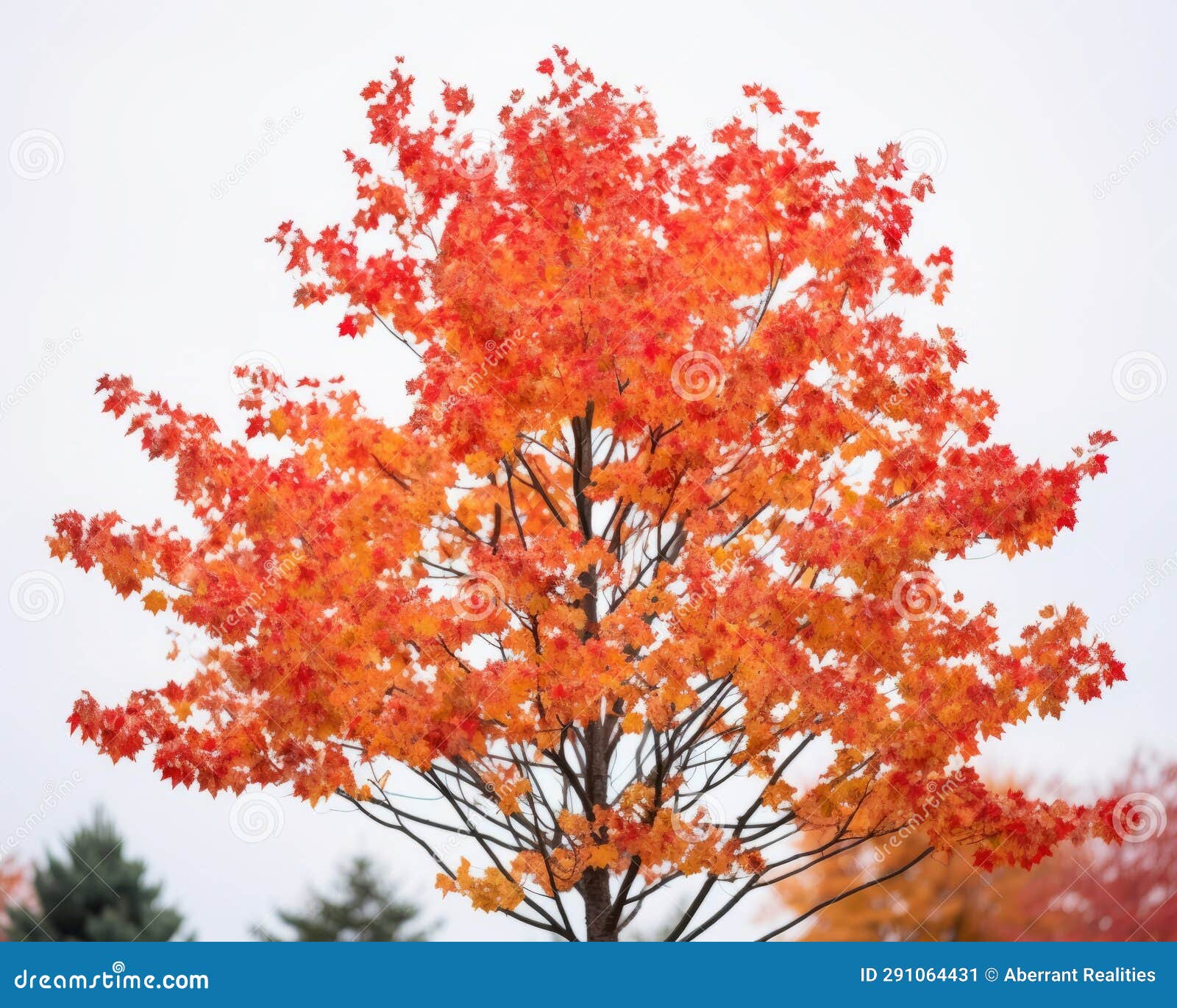 A Tree with Red and Orange Leaves in the Fall Stock Illustration ...