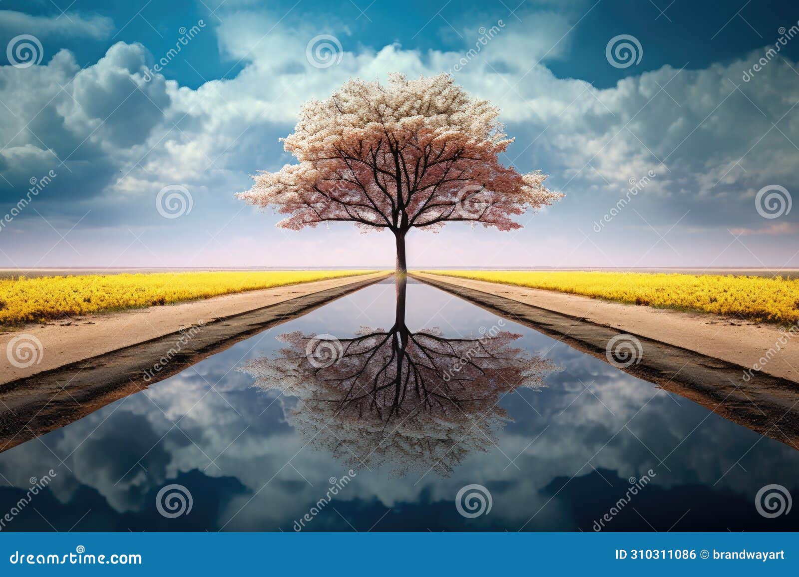 Tree Reflecting in Water stock illustration. Illustration of shadow ...