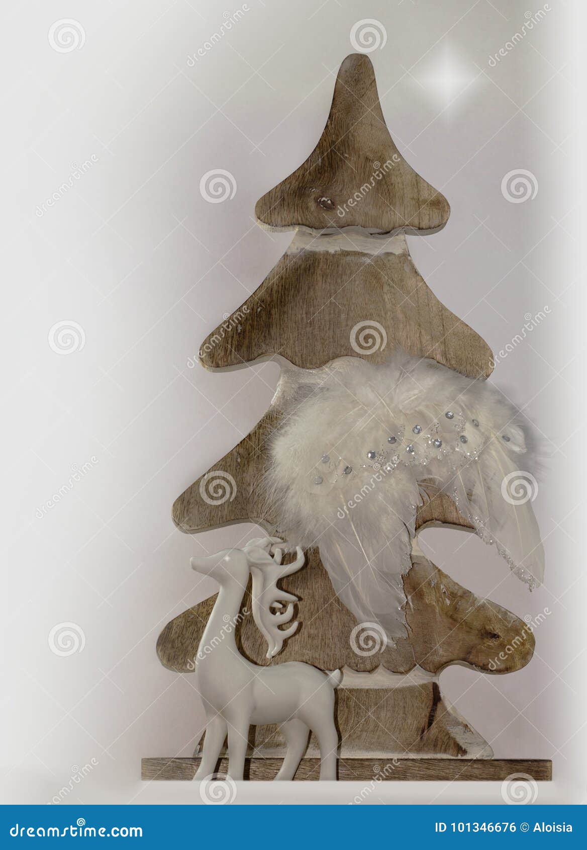 Tree with reindeer stock photo. Image of wing, wood - 101346676