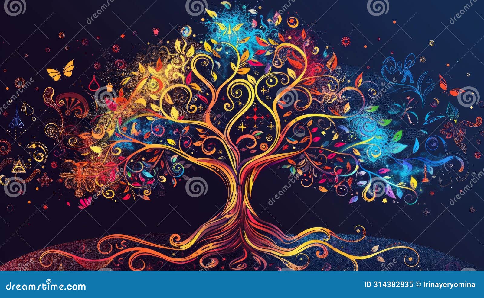 Tree of Religious Symbols Signifying Unity in Diversity Stock Image ...