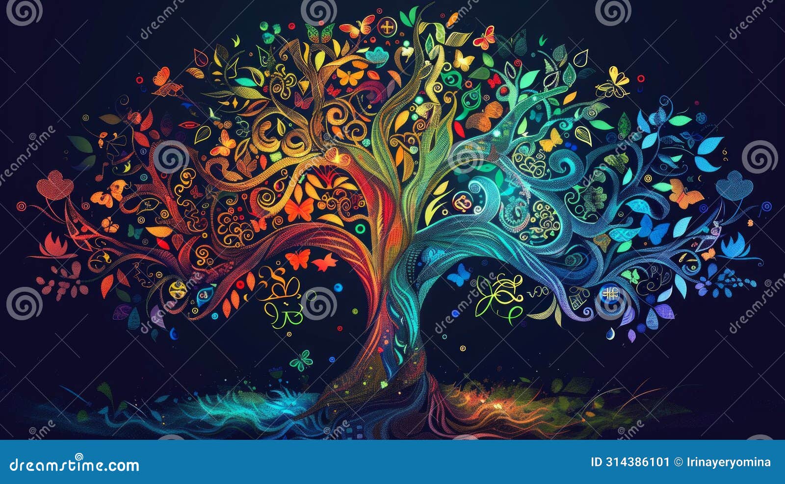 Tree of Religious Symbols Signifying Unity in Diversity Stock Image ...