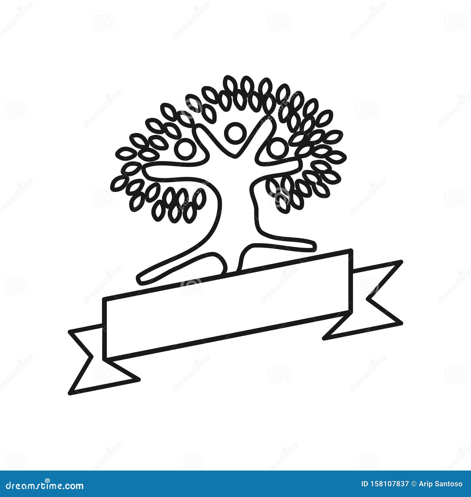 Tree Ribbon Commitment Teamwork Together Outline Logo Stock Vector - Illustration of protect ...