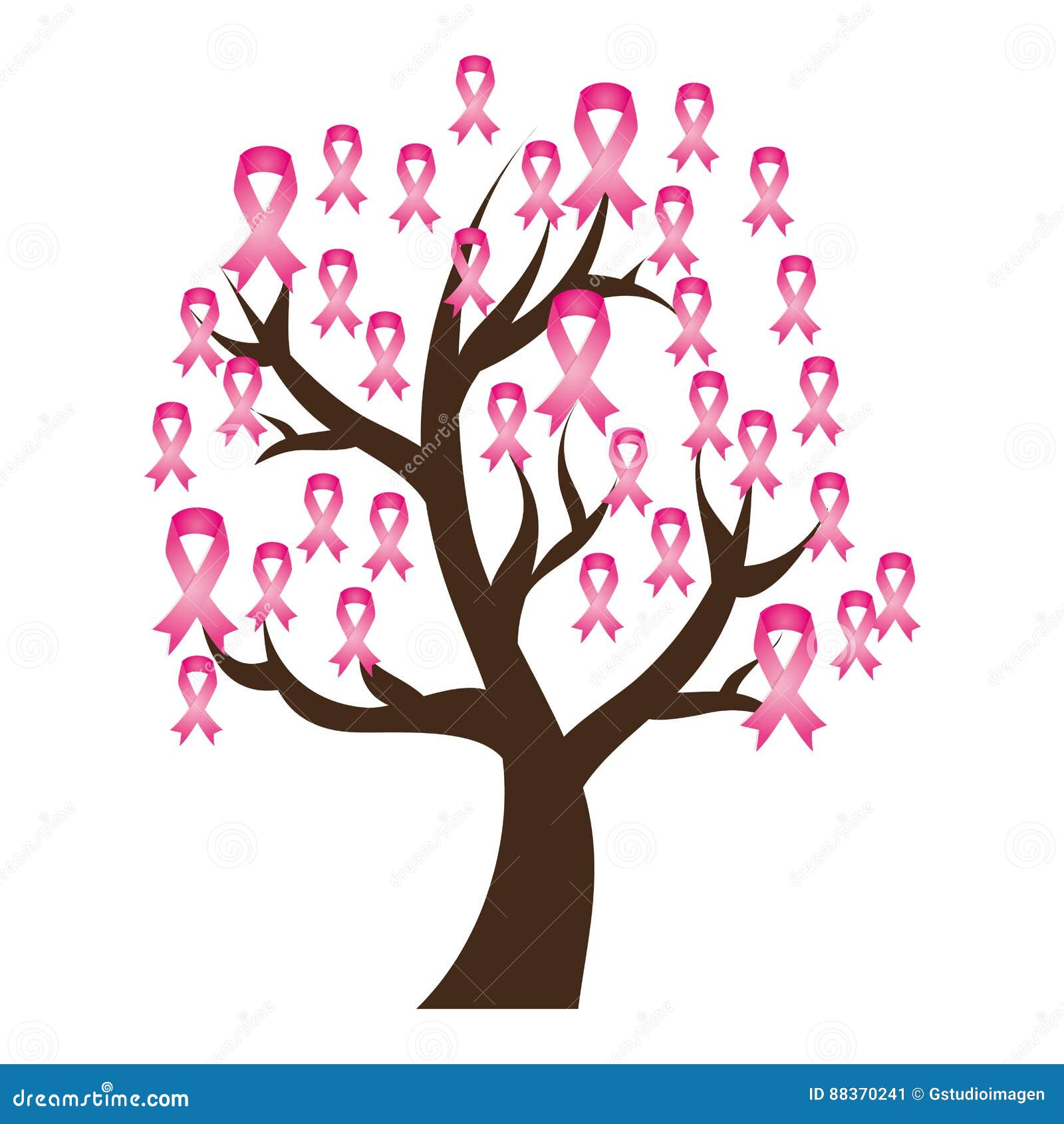 Tree with Ribbon Pink Breast Cancer Stock Vector - Illustration of girl ...