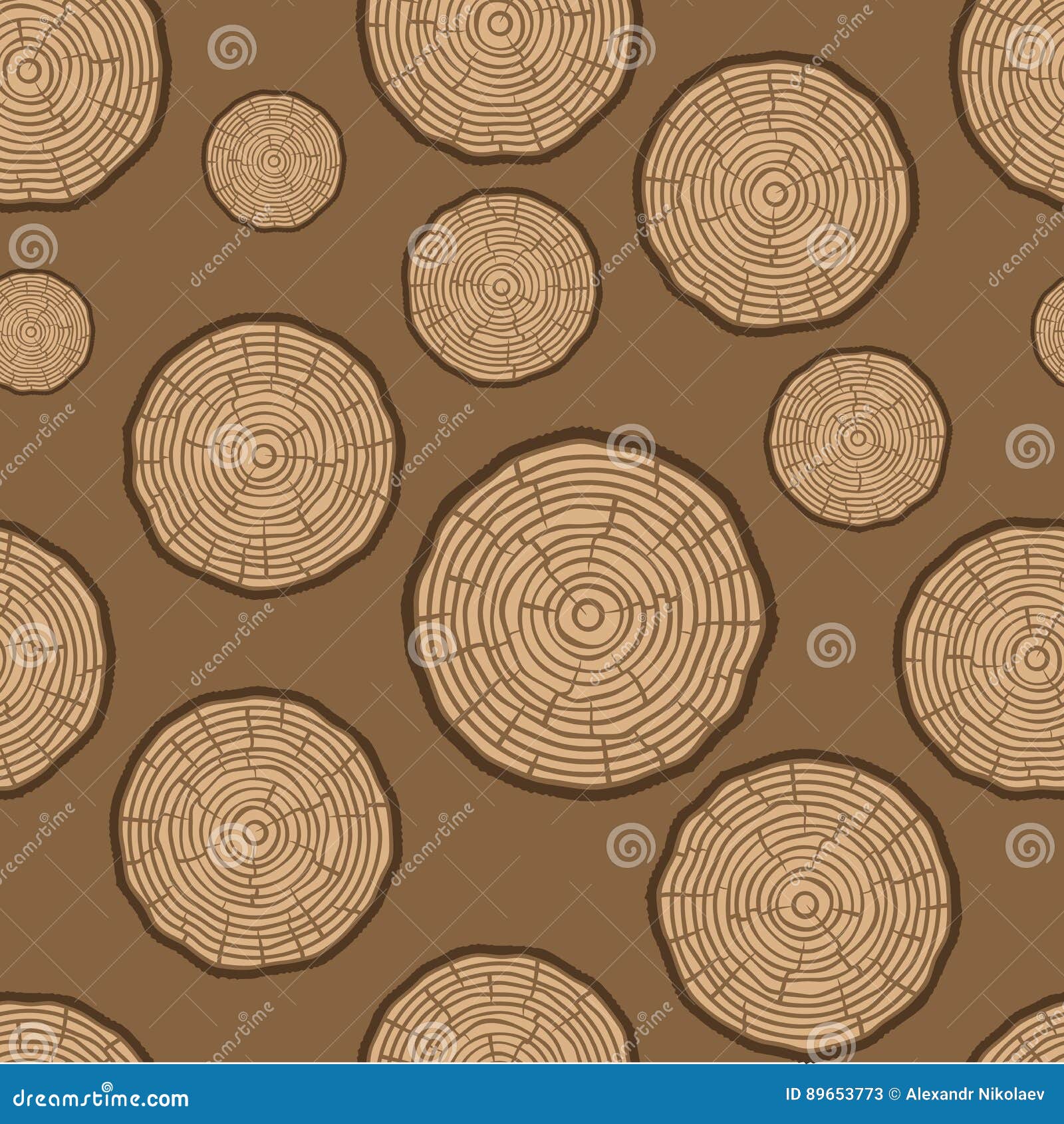 Tree Rings Seamless Vector Pattern. Saw Cut Tree Trunk Background ...