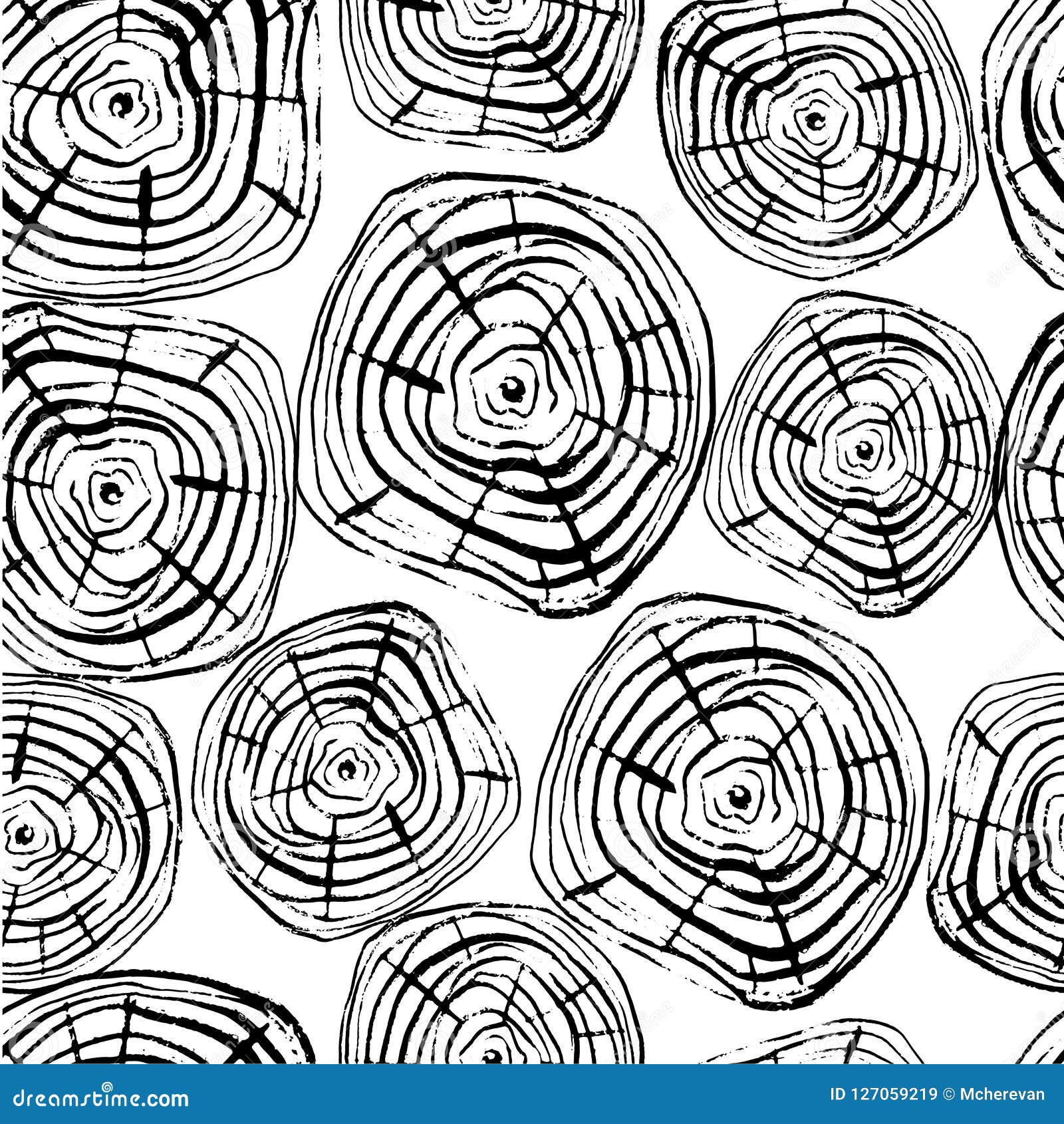 Tree Rings Seamless Vector Pattern Stock Illustration - Illustration of ...