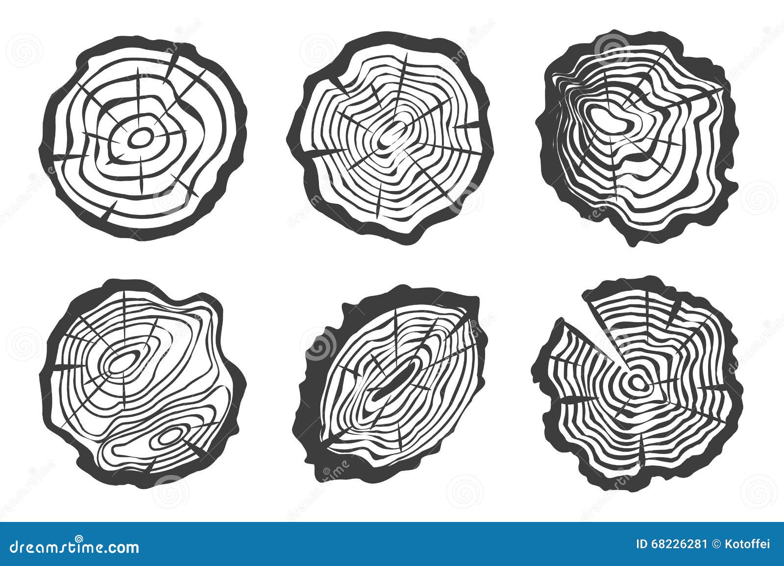 Tree Rings Set Isolated on White Background Stock Vector - Illustration ...