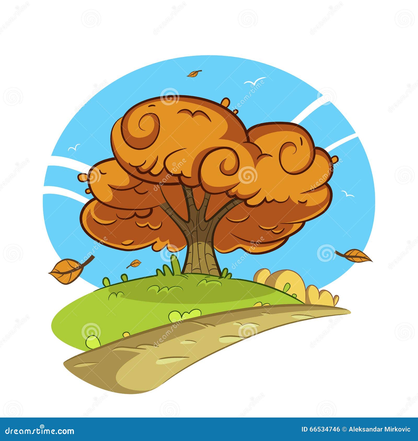 Tree by the road stock vector. Illustration of sketch - 66534746