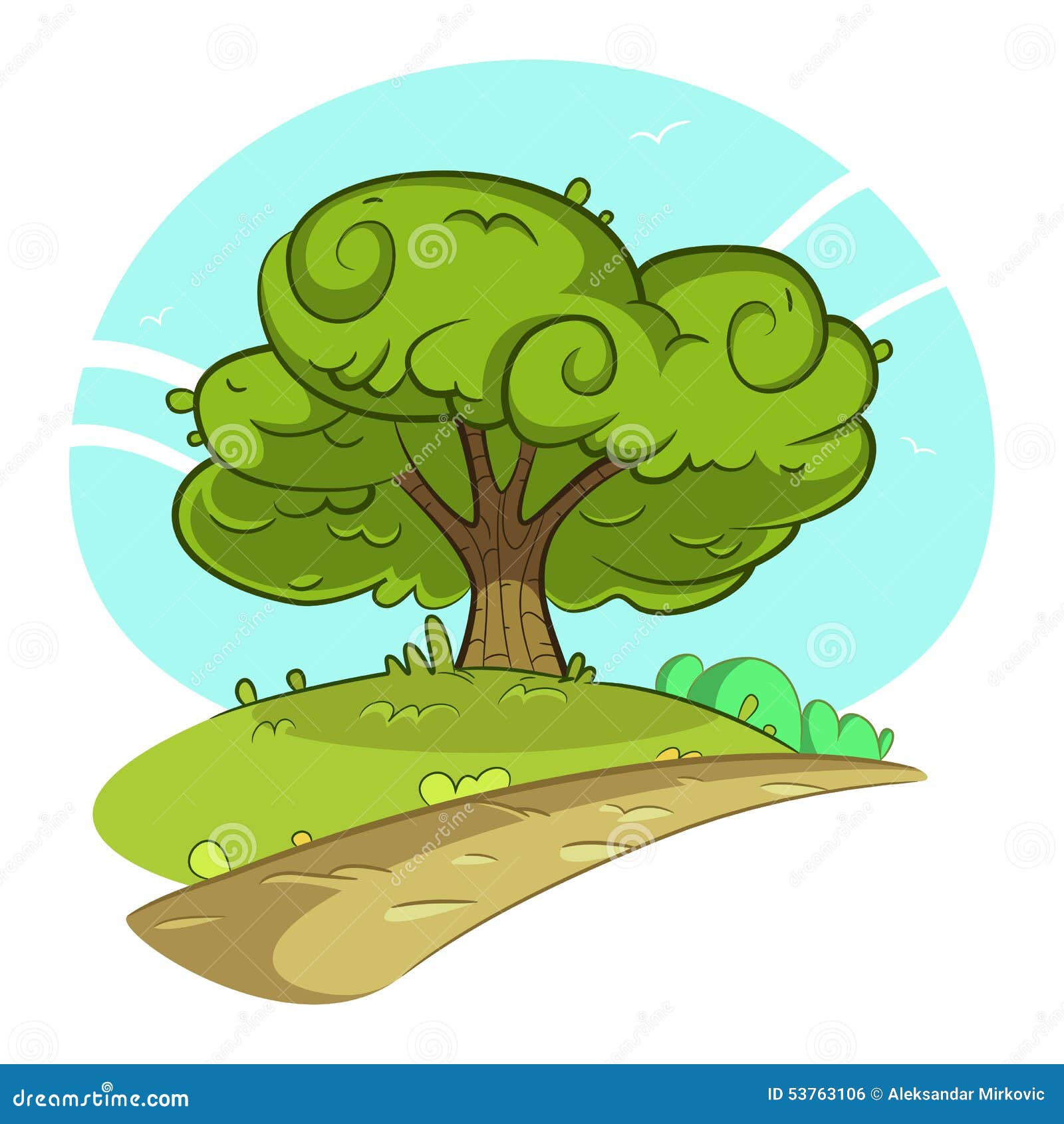 Tree by the road stock vector. Illustration of outdoor - 53763106