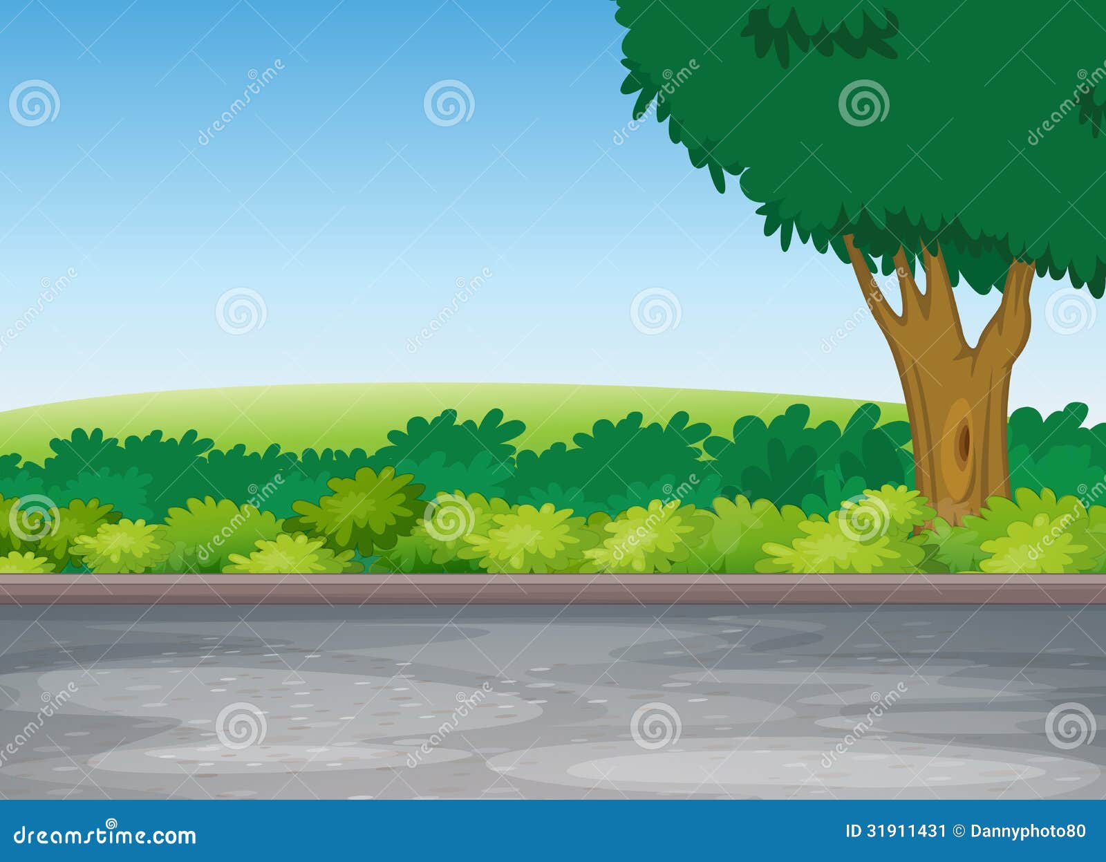 Tree beside road stock vector. Illustration of colorful - 31911431