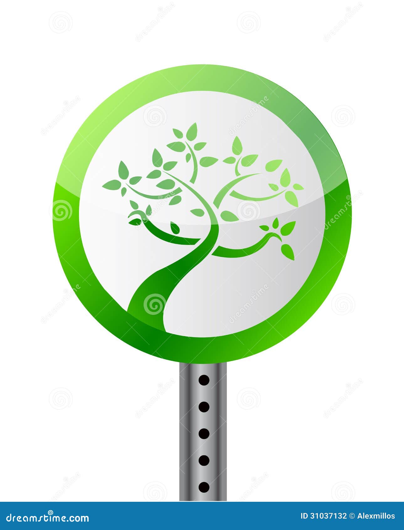 Tree Road Sign Illustration Design Stock Illustration - Illustration of ...