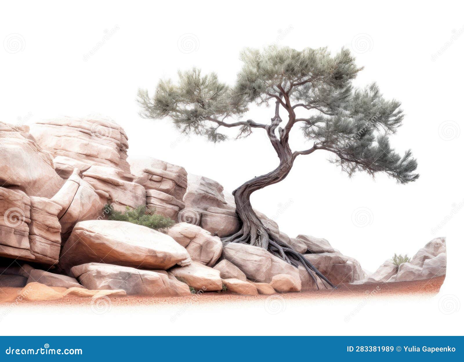 Tree and Rocks Isolated. Illustration AI Generative Stock Illustration ...