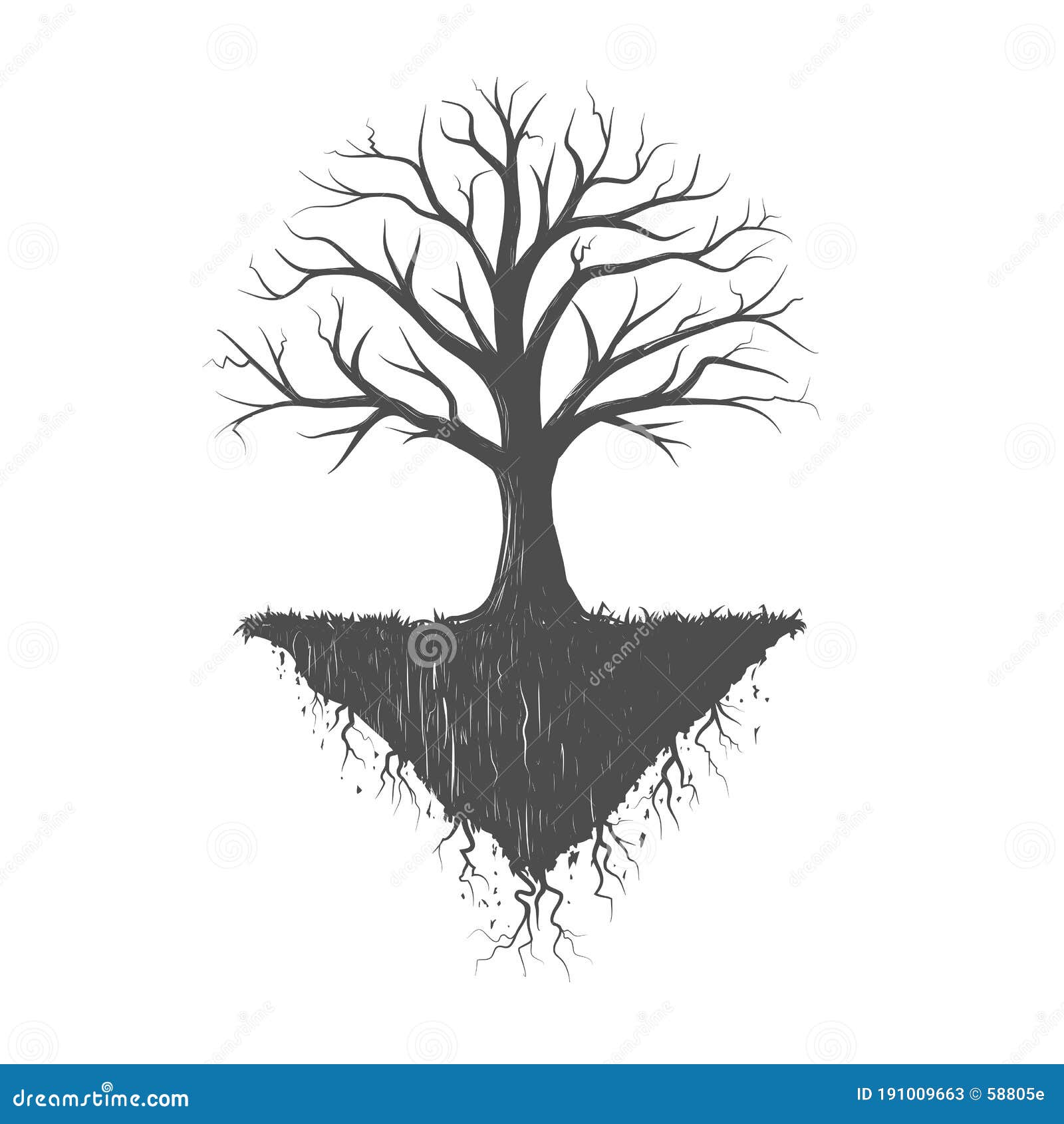 Tree Root Black and White Coloring Image Stock Vector - Illustration of ...