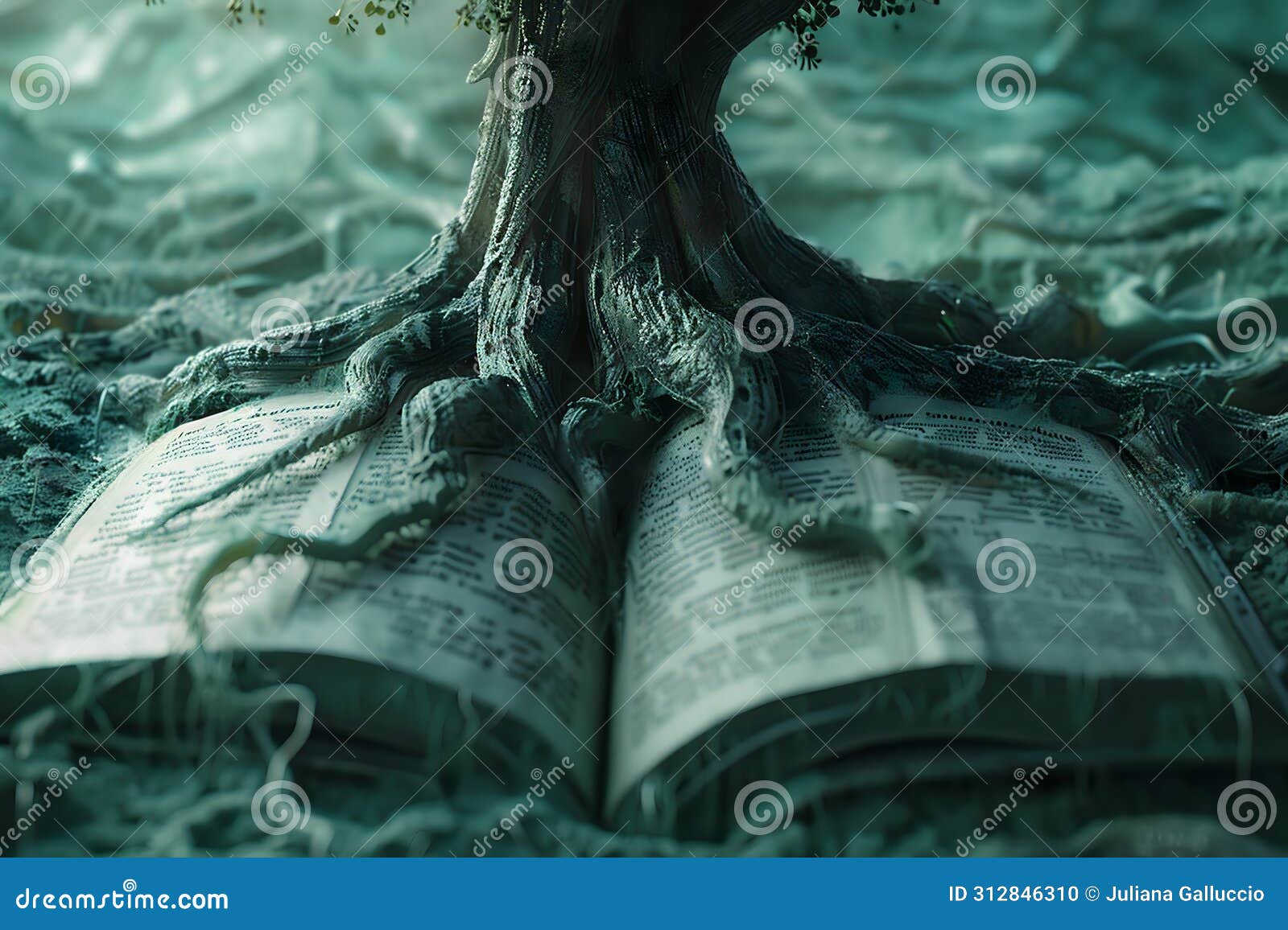Tree with Root Base in Book Illustration Stock Photo - Image of tree ...