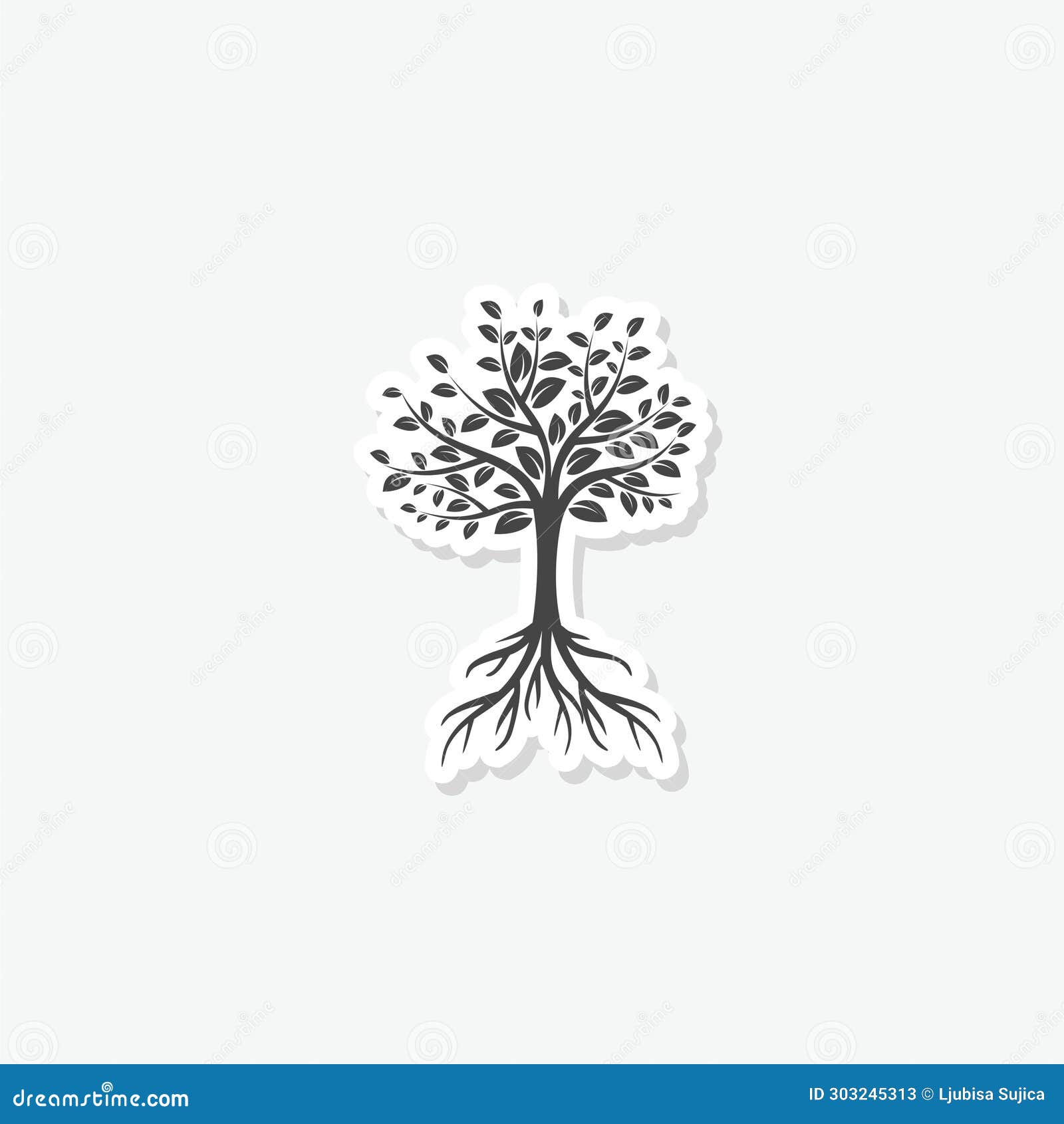 Tree Root Design Illustration Sticker Isolated on Gray Background Stock ...