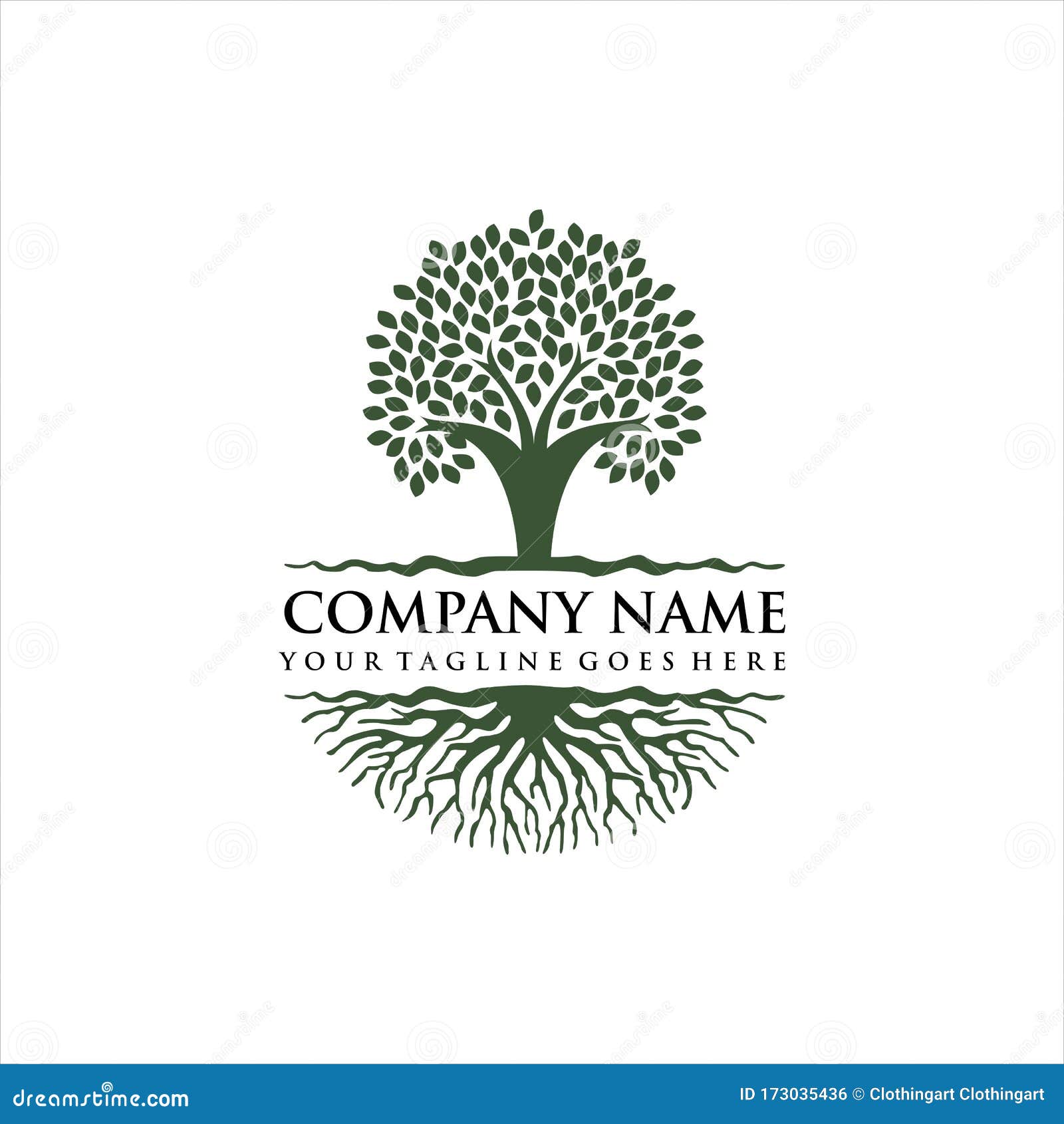 Tree and root logo design stock vector. Illustration of nature - 173035436