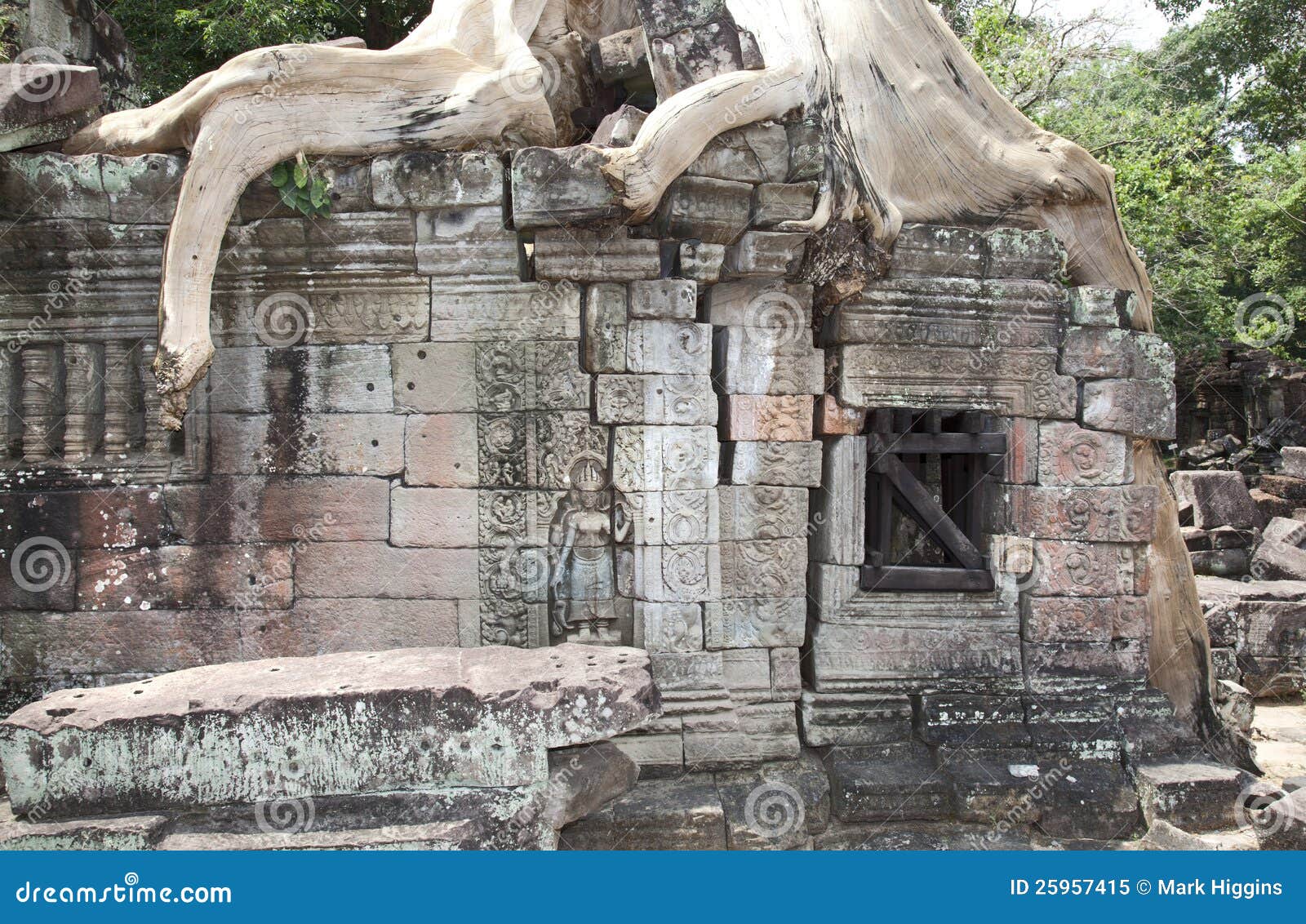 Tree Root Splitting Building Stock Image - Image of khmer, mystery ...