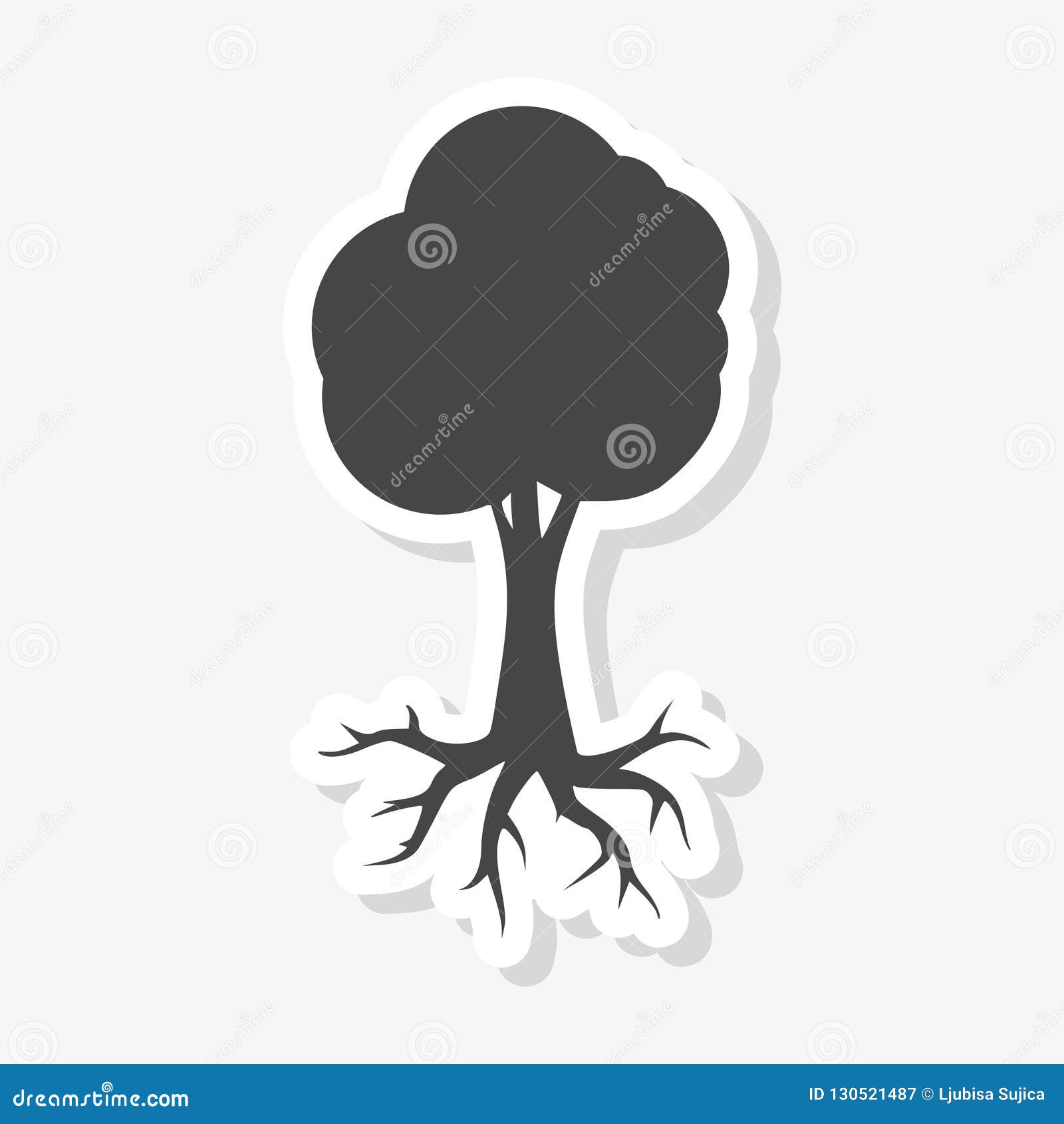 Tree and Root Sticker, Tree and Root Icon Stock Vector - Illustration ...