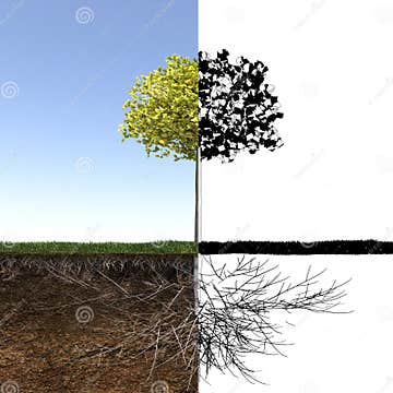 Tree with Strong and Deep Roots, 3d Render Stock Illustration ...