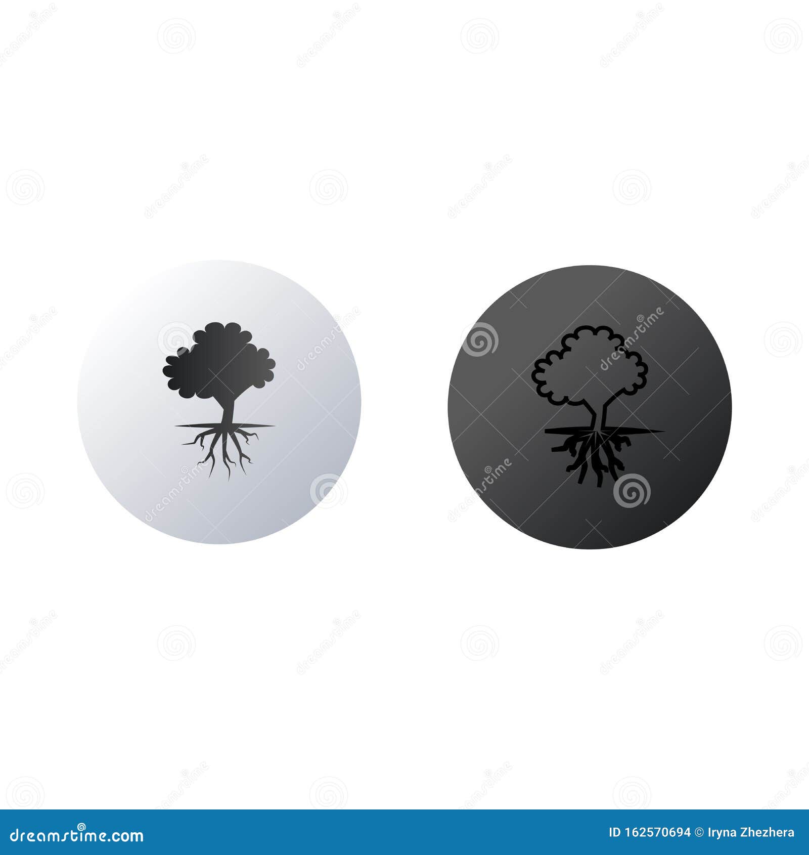 Tree with Root System Circle Icon. Stock Vector Illustration Isolated ...