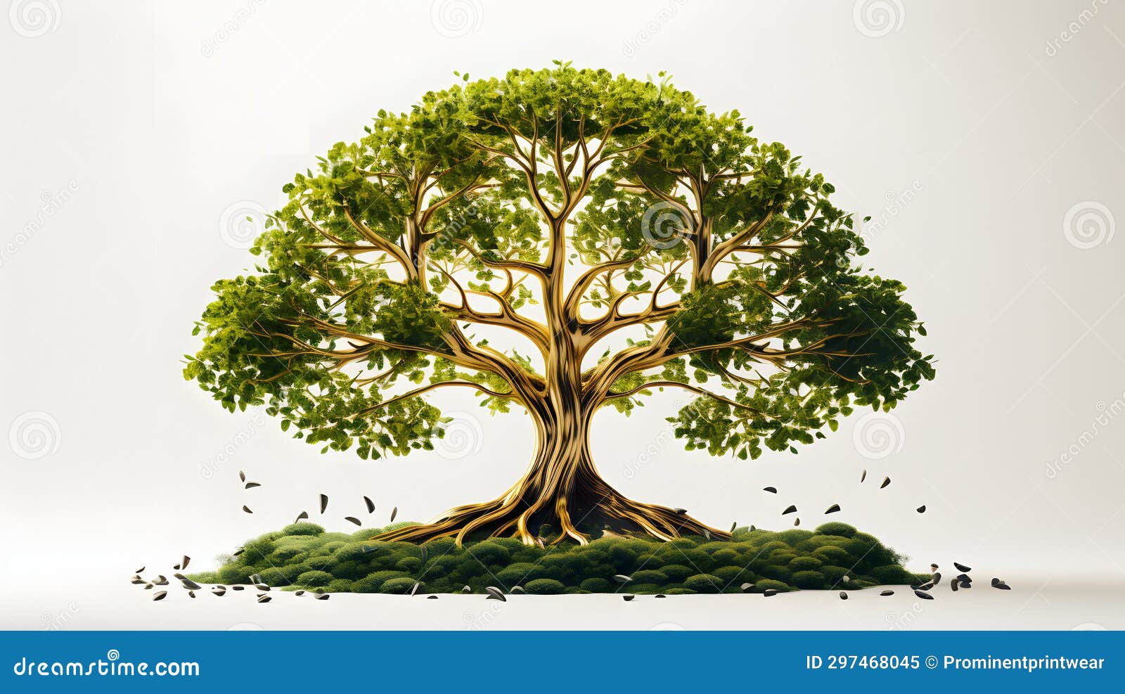 Tree with Root System Isolated on Solid Background. Stock Illustration ...