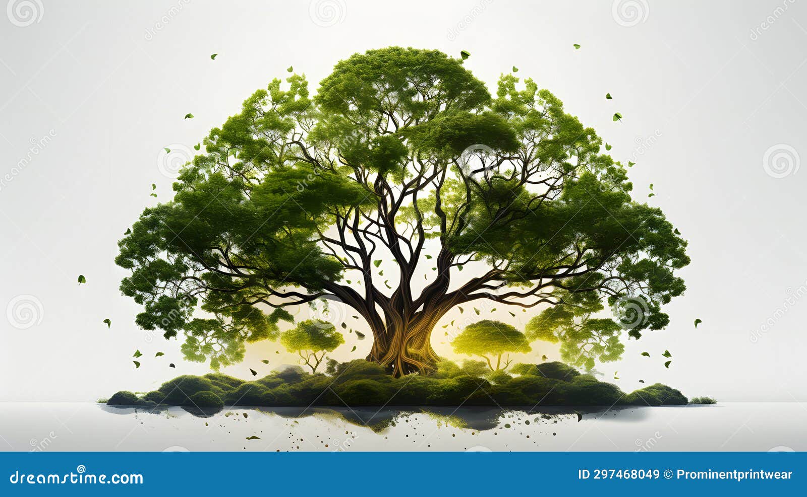 Tree with Root System Isolated on Solid Background. Stock Illustration ...