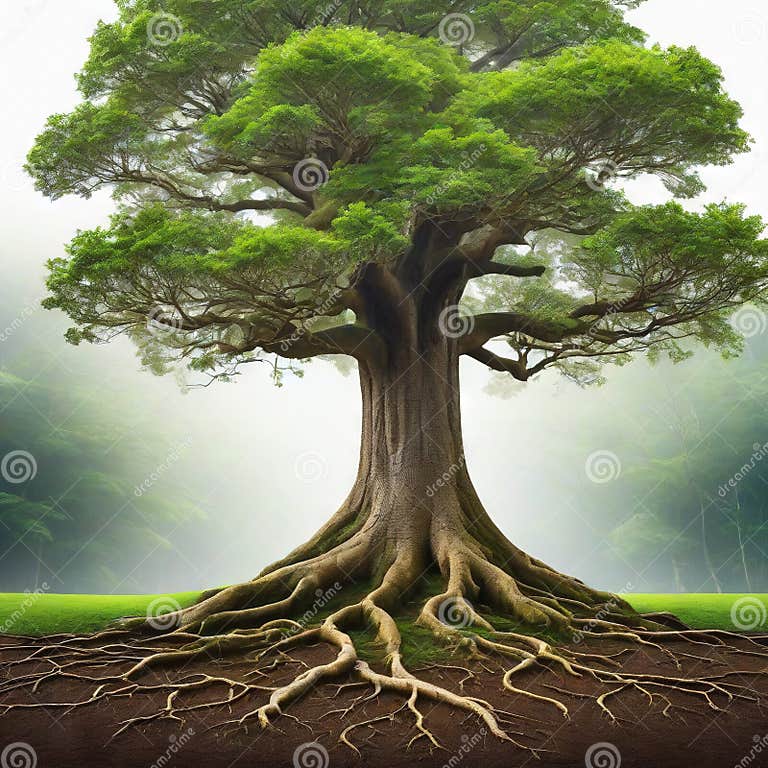Tree with Root System Isolated on Transparent Background Stock ...