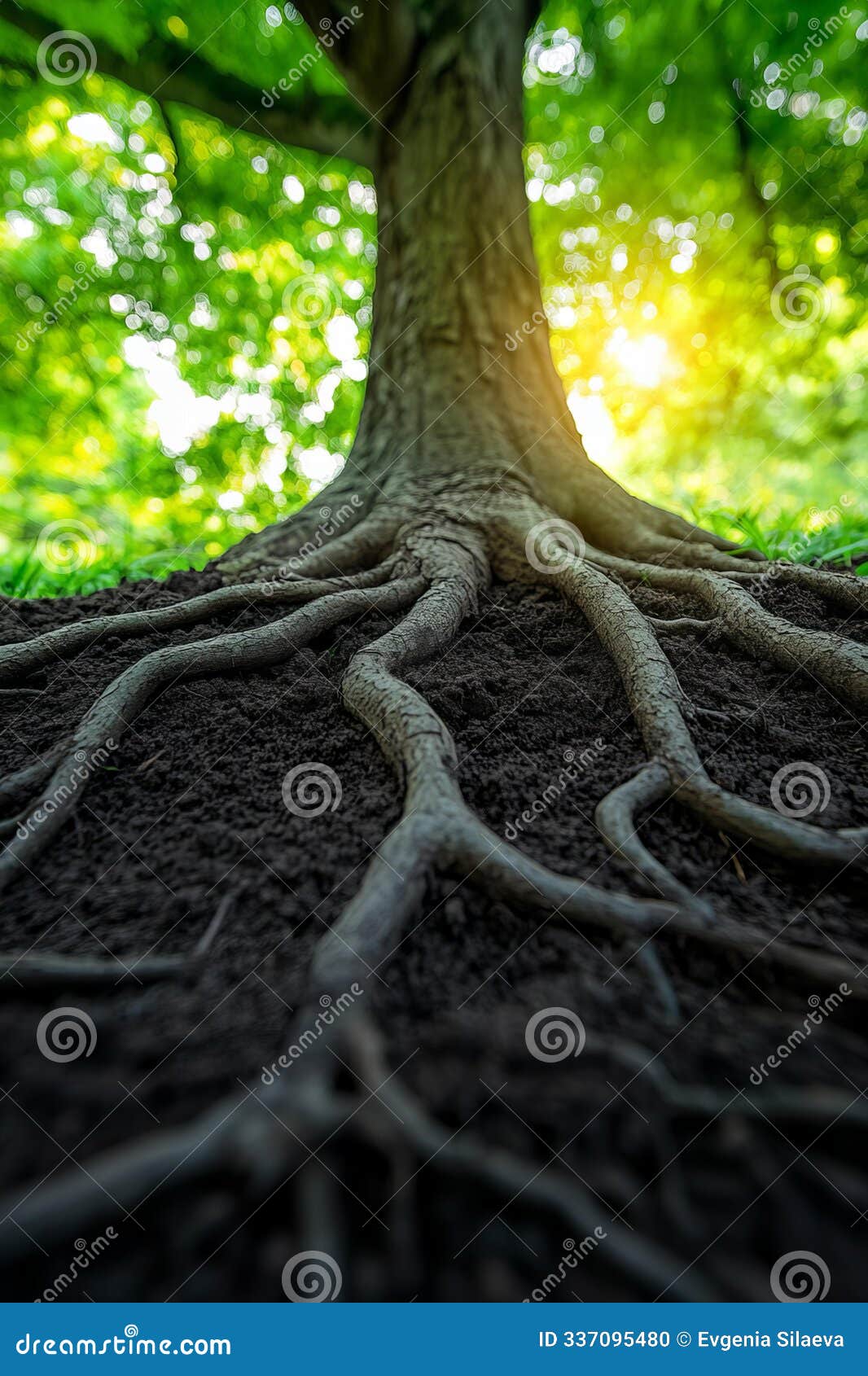 Root System Of A Tree Growing Deep Through Layers Of Soil And Rock ...