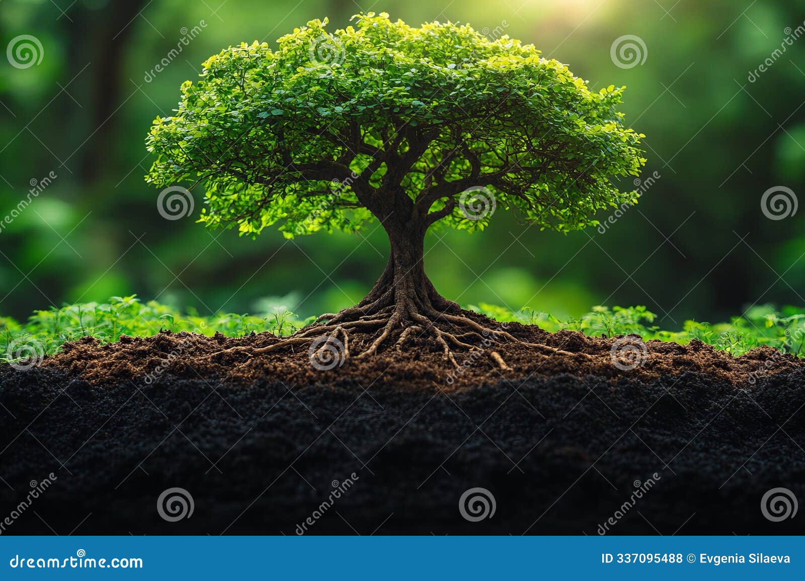Tree With Root System Transverse Arrangement Of Soil Going Deep Into ...