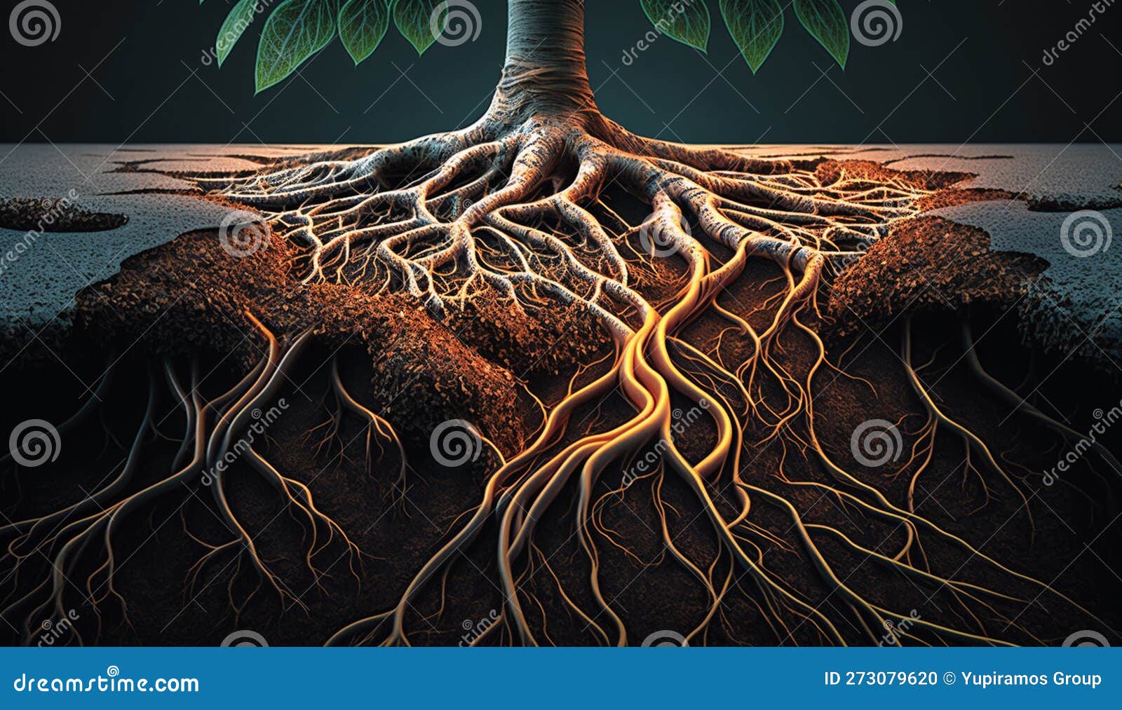 Tree Root Twists and Waves Symbolizing Growth Generated by AI Stock ...