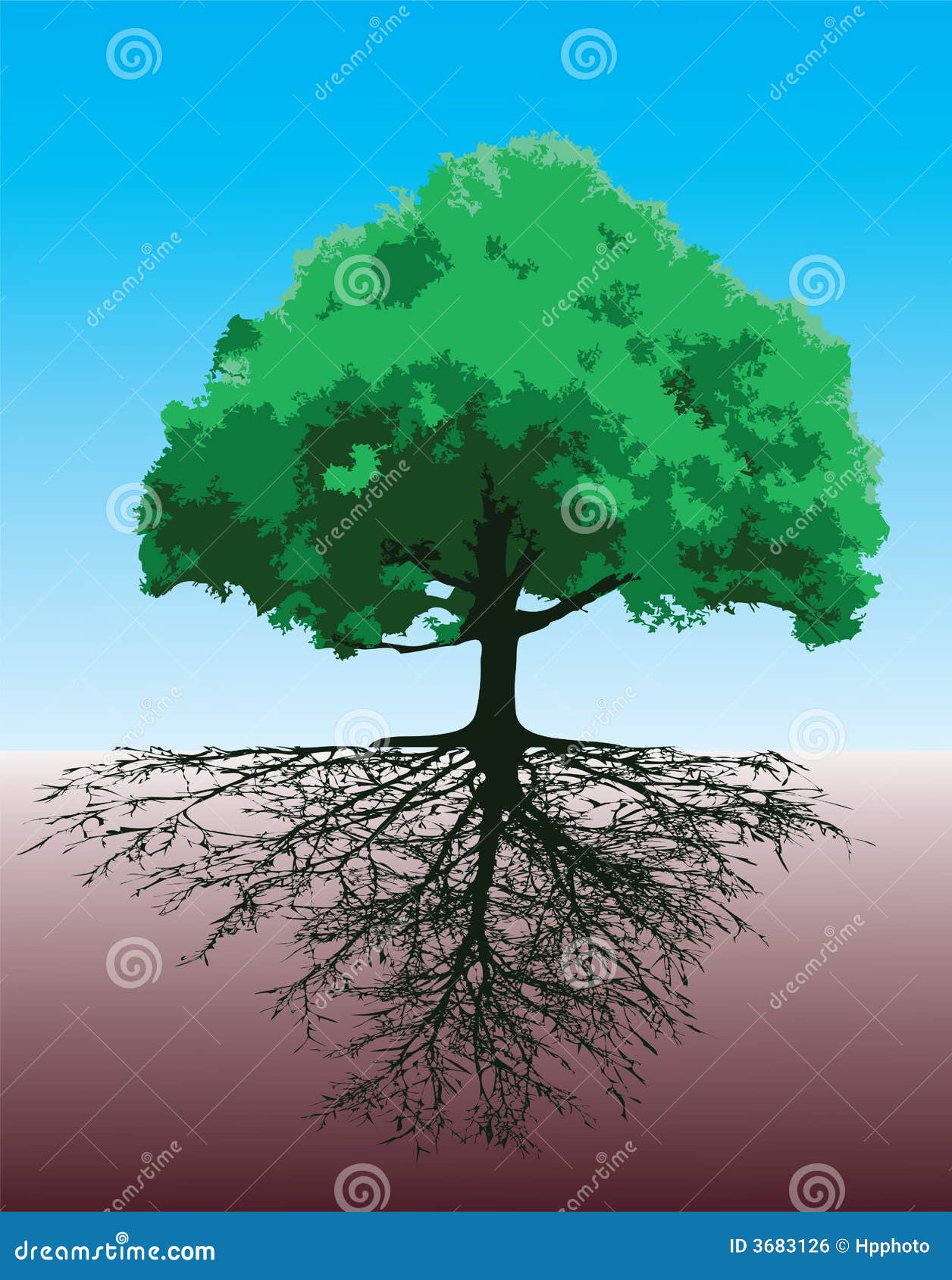 Cartoon Tree With Roots