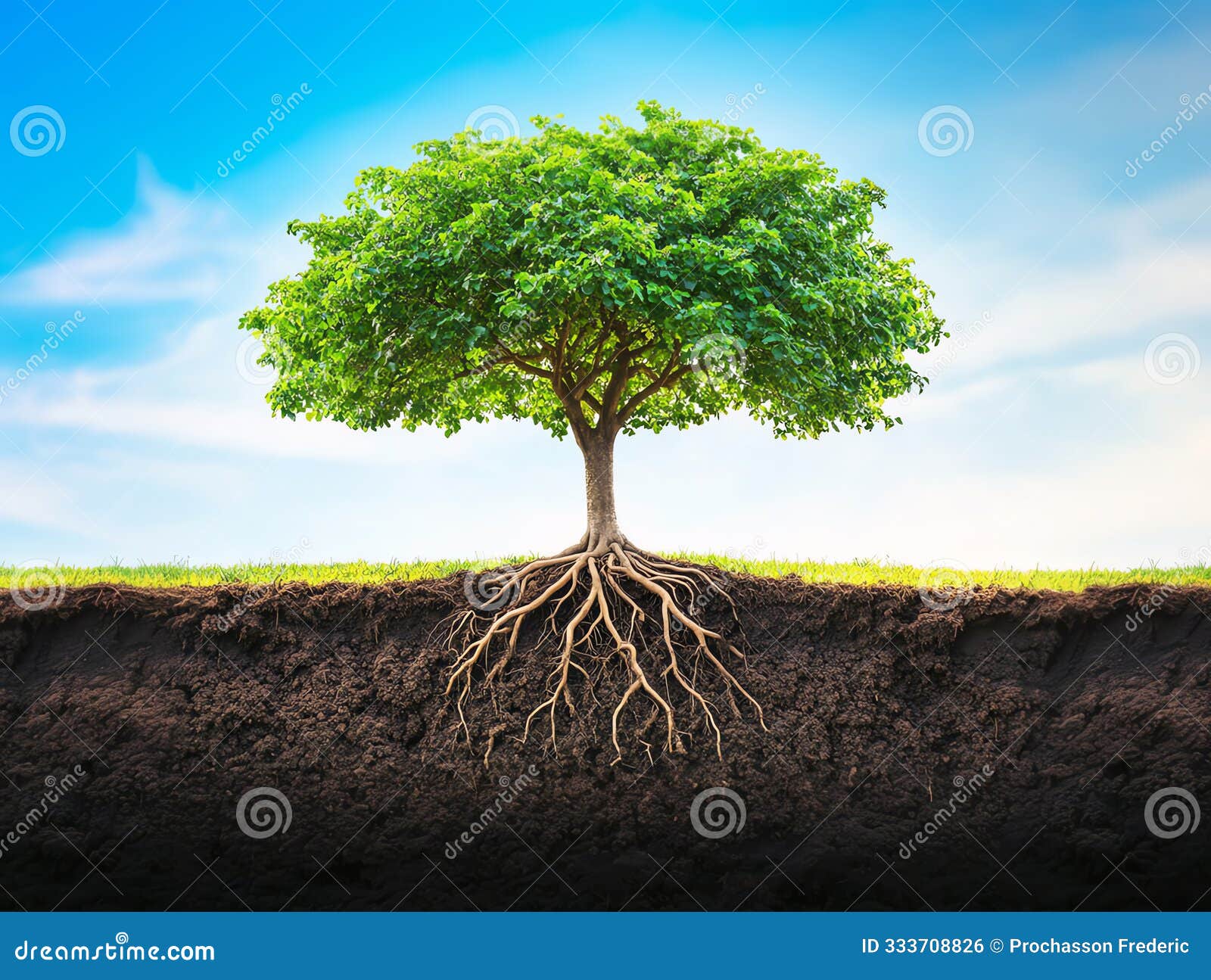 Tree and Roots, AI Generated Stock Illustration - Illustration of ...