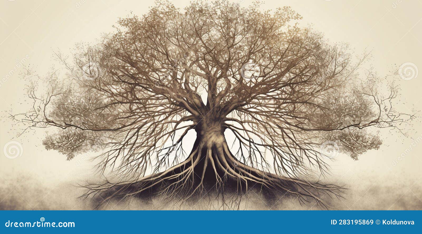 Tree with Roots and Branches, Concept of Growth, Created with ...