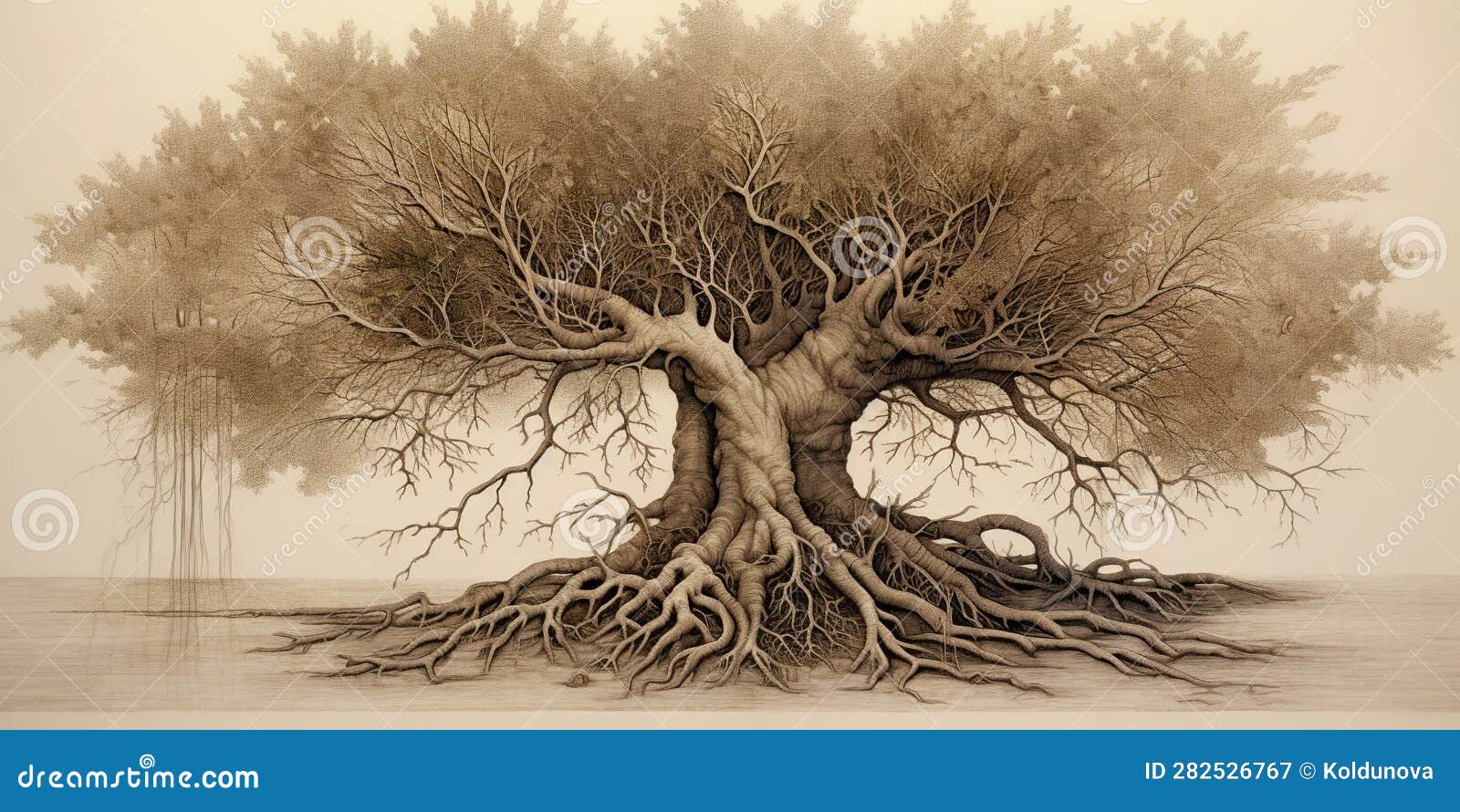 Tree with Roots and Branches, Concept of Growth, Created with ...