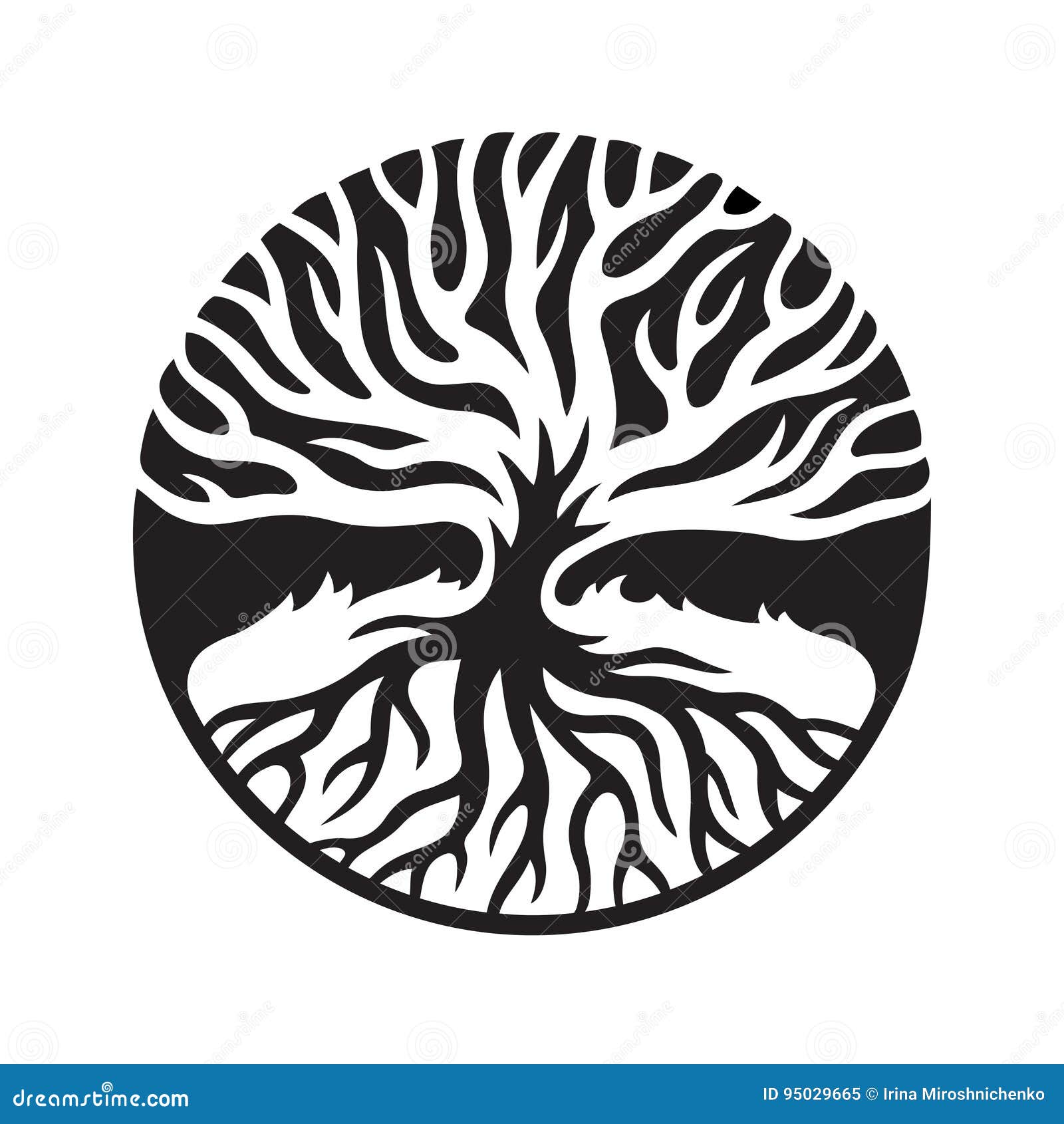 Tree with roots in circle stock vector. Illustration of environment ...