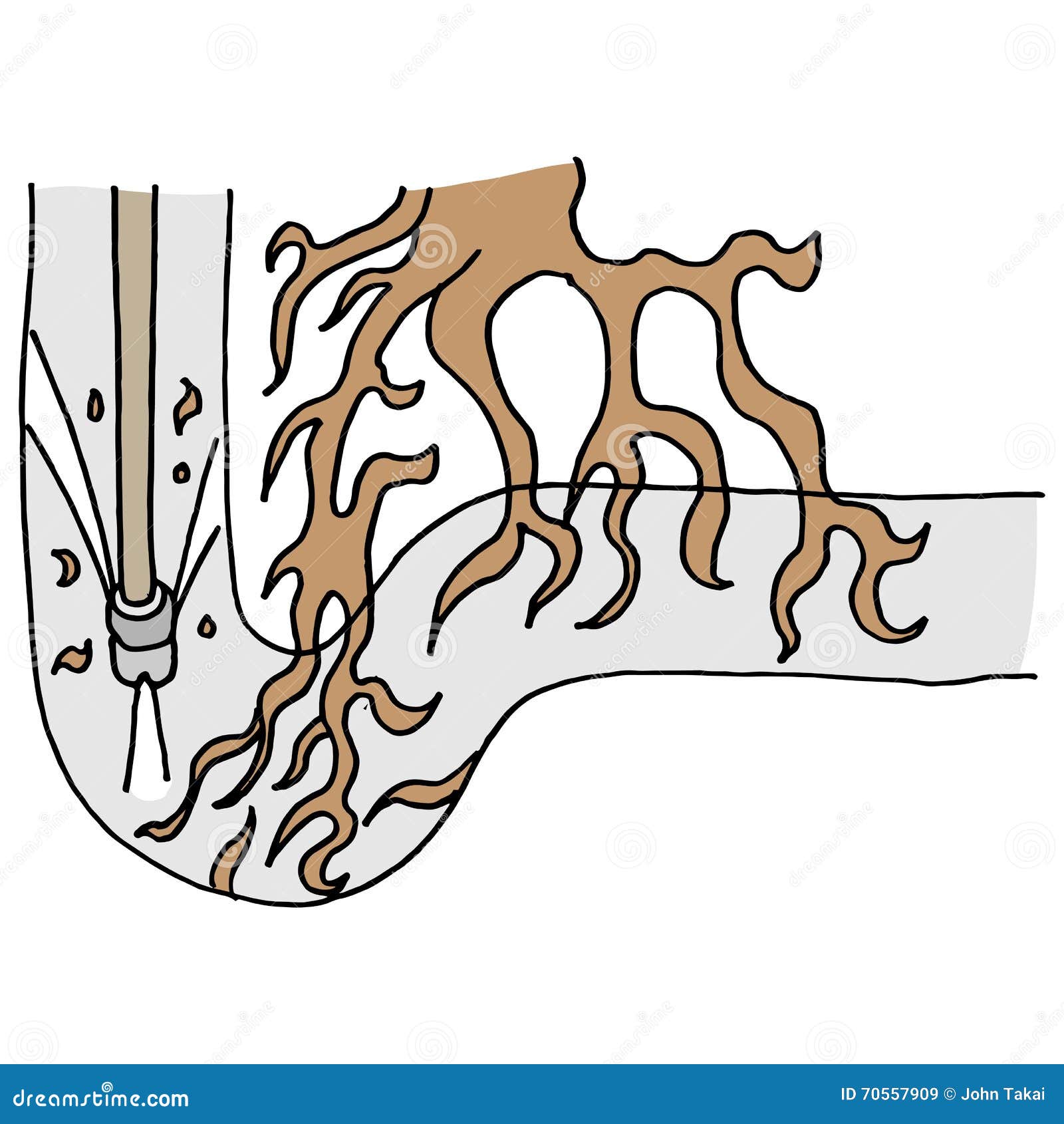 Pipe Clogging. Realistic Plumbing Drain. Dirt Block Cleaner Cartoon ...