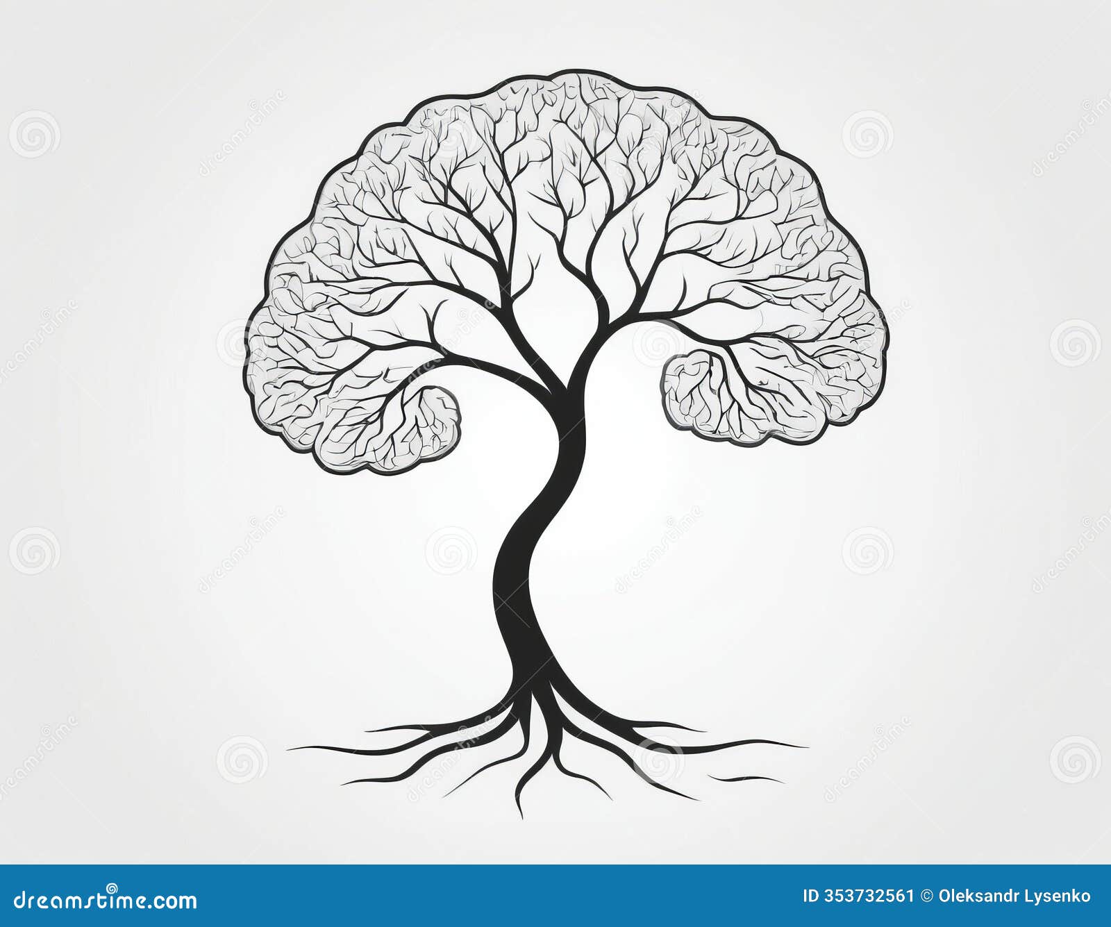 Tree with roots and crown stock illustration. Illustration of nature ...