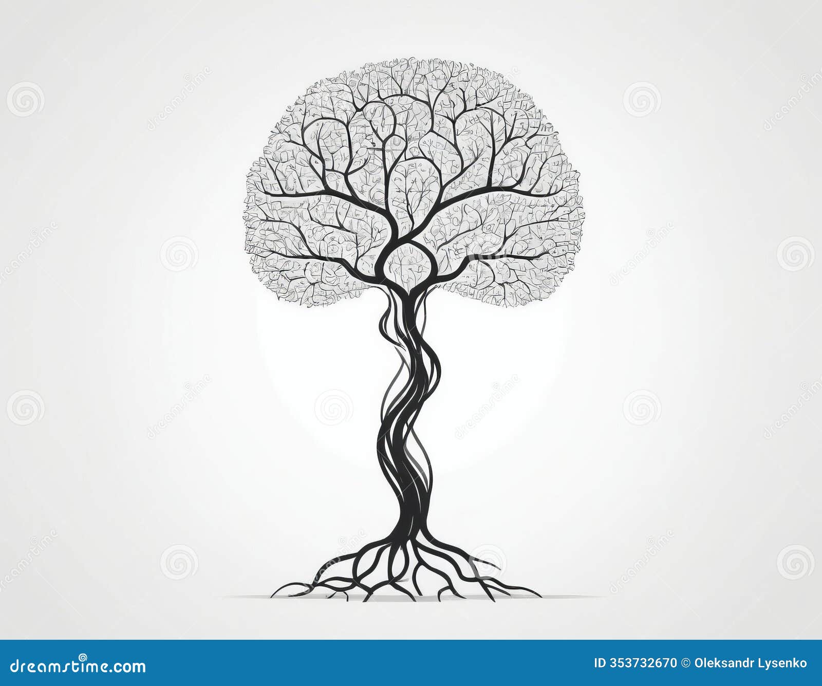 Tree with roots and crown stock illustration. Illustration of nature ...