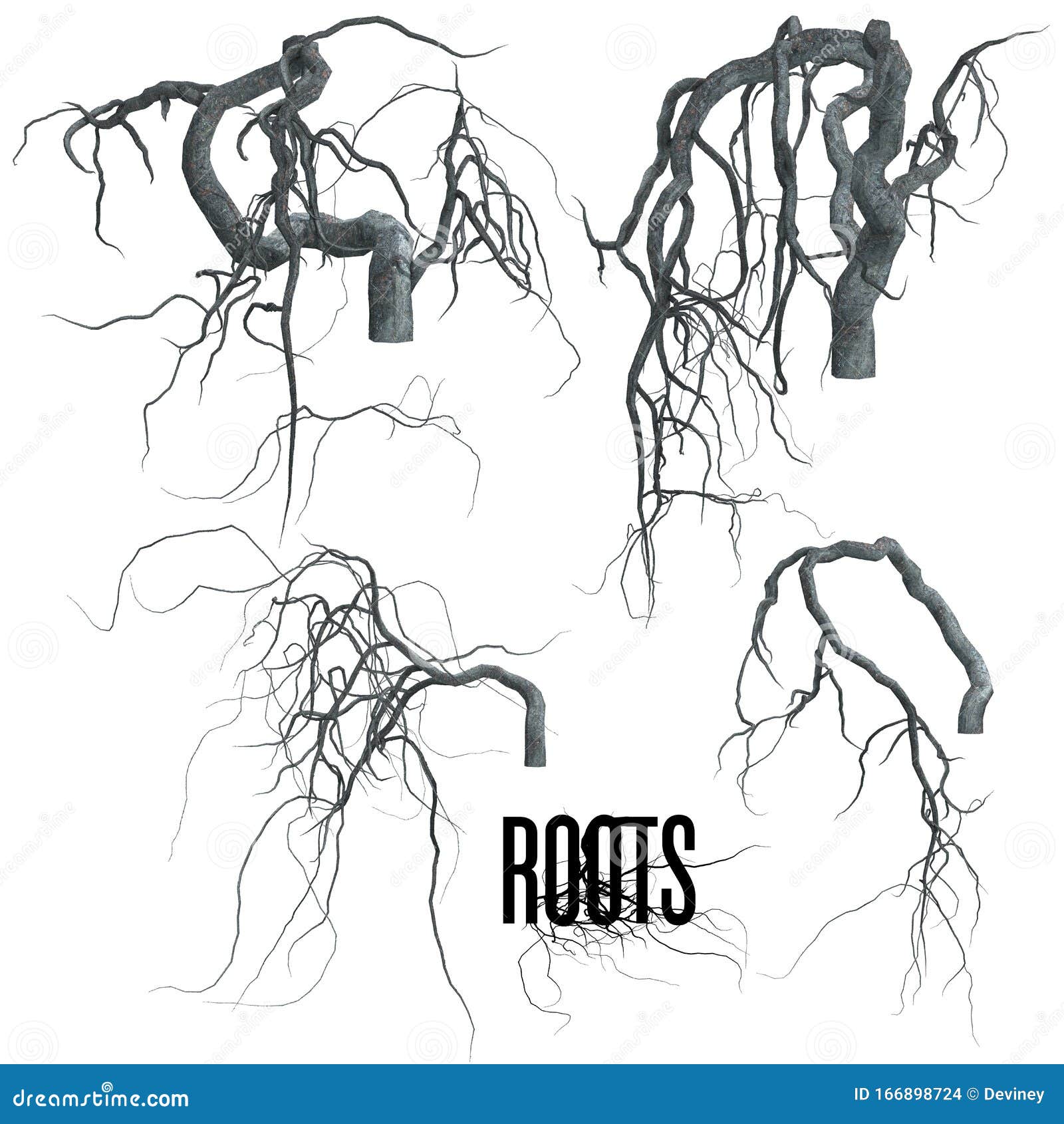 Tree roots 3d drawing stock photo. Illustration of word - 166898724