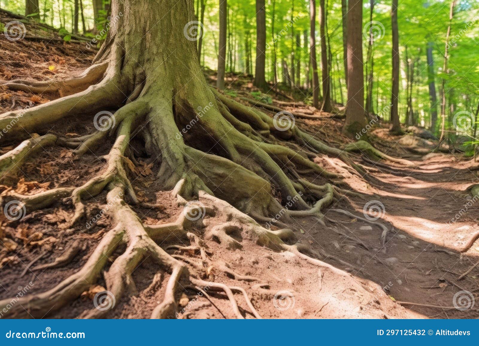Tree Roots Emerging on a Forest Trail Stock Photo - Image of roots ...