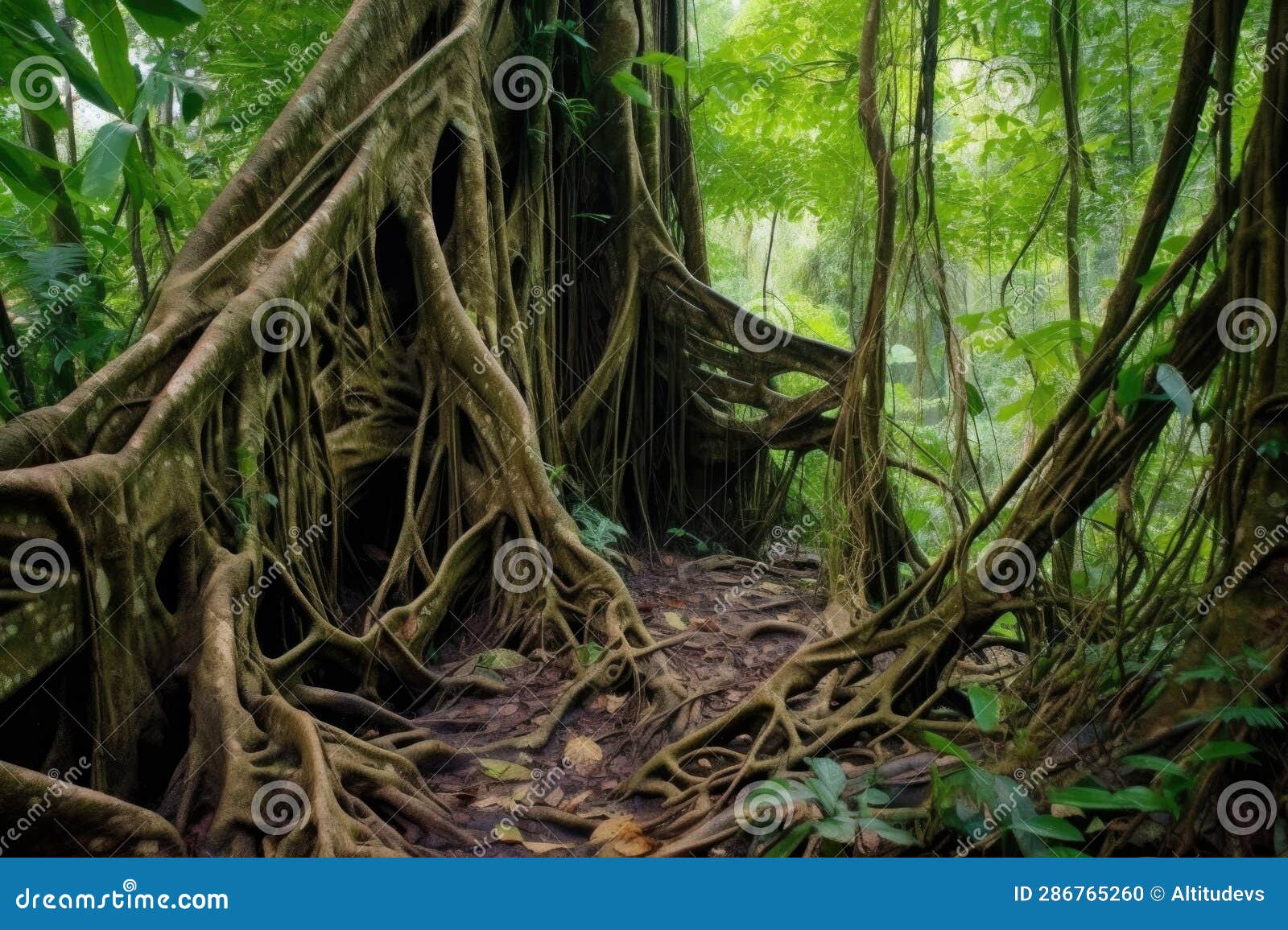 Tree Roots Entwined in Jungle Undergrowth Stock Photo - Image of nature ...